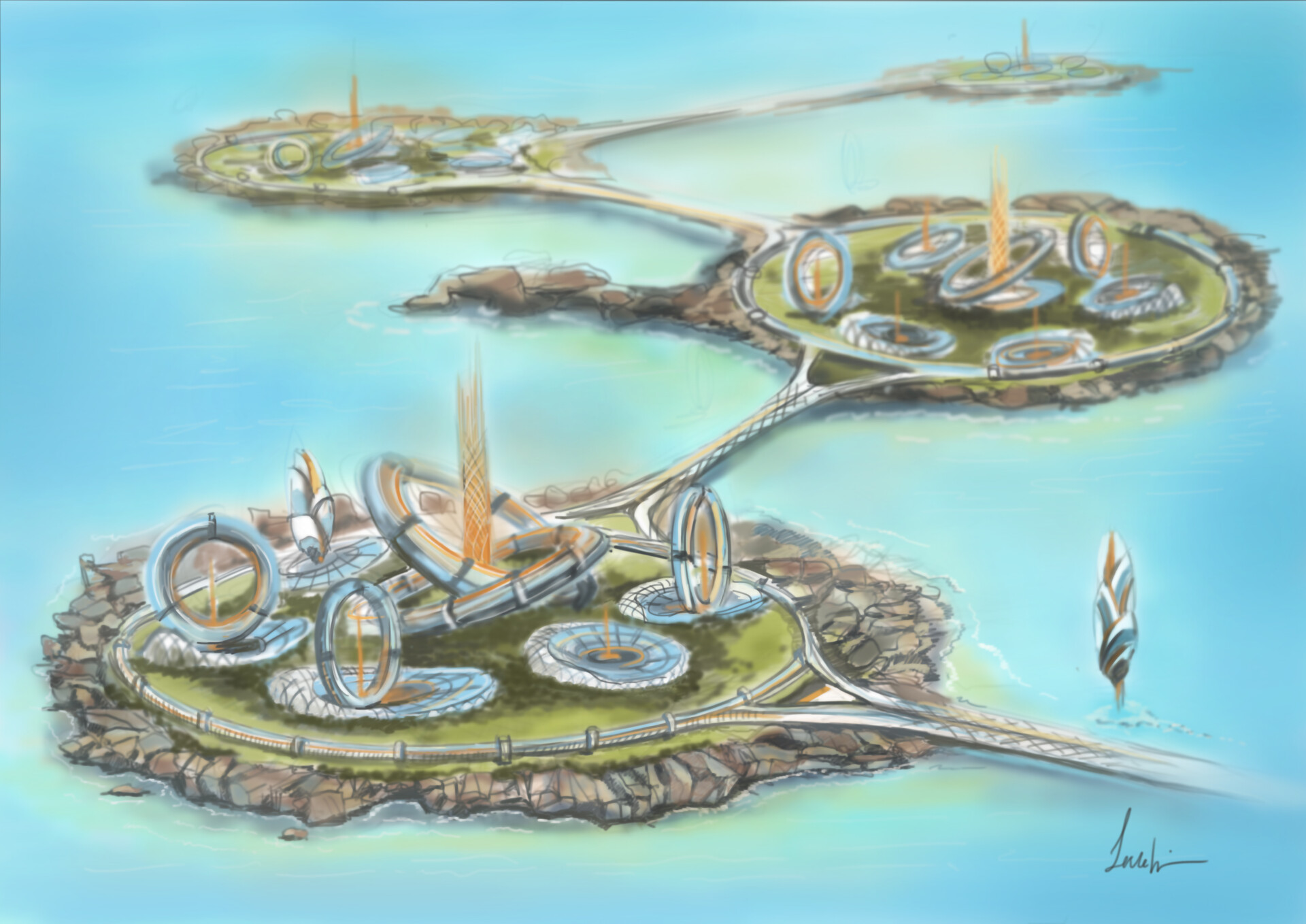 ArtStation - Connected City (Islands)