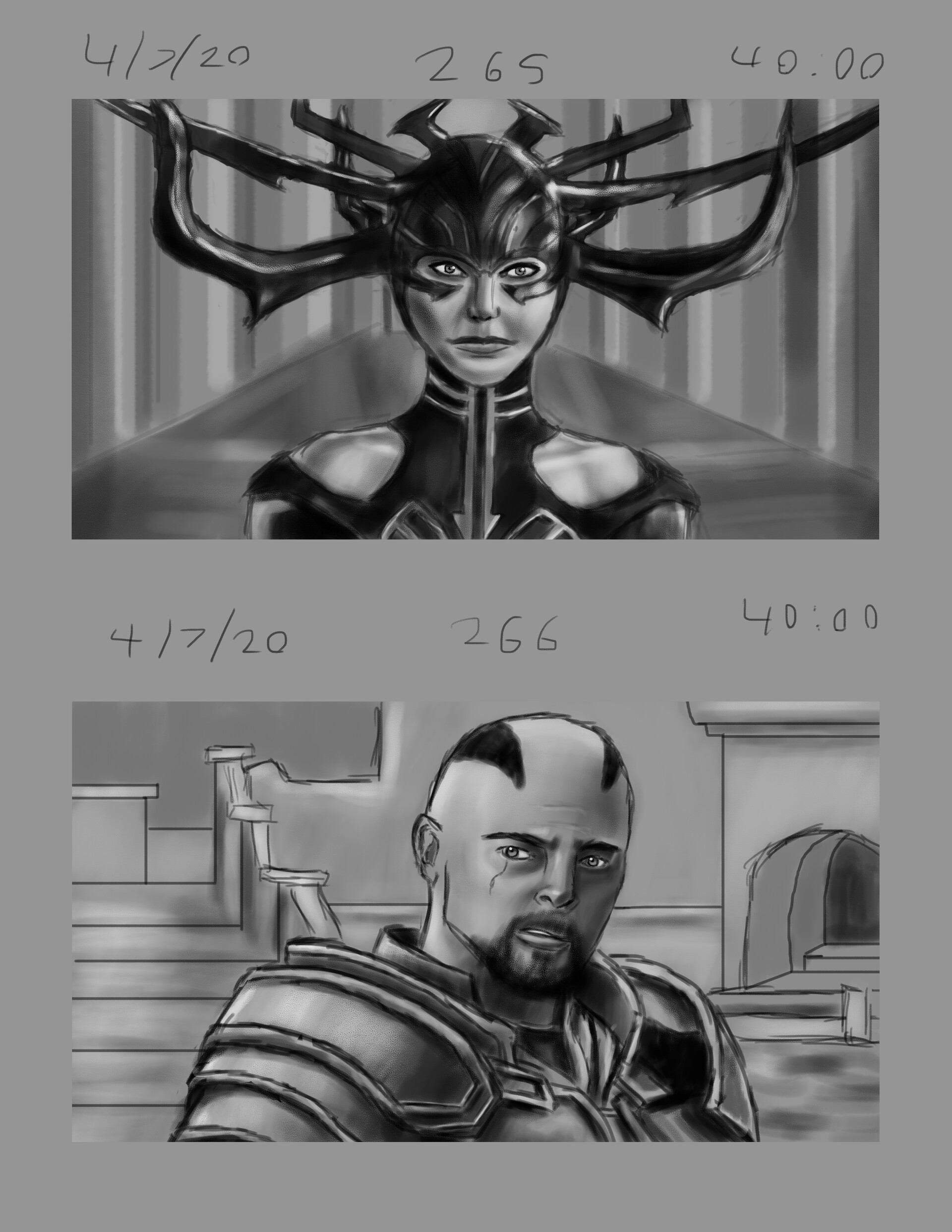 ArtStation - Hela and executioner drawing
