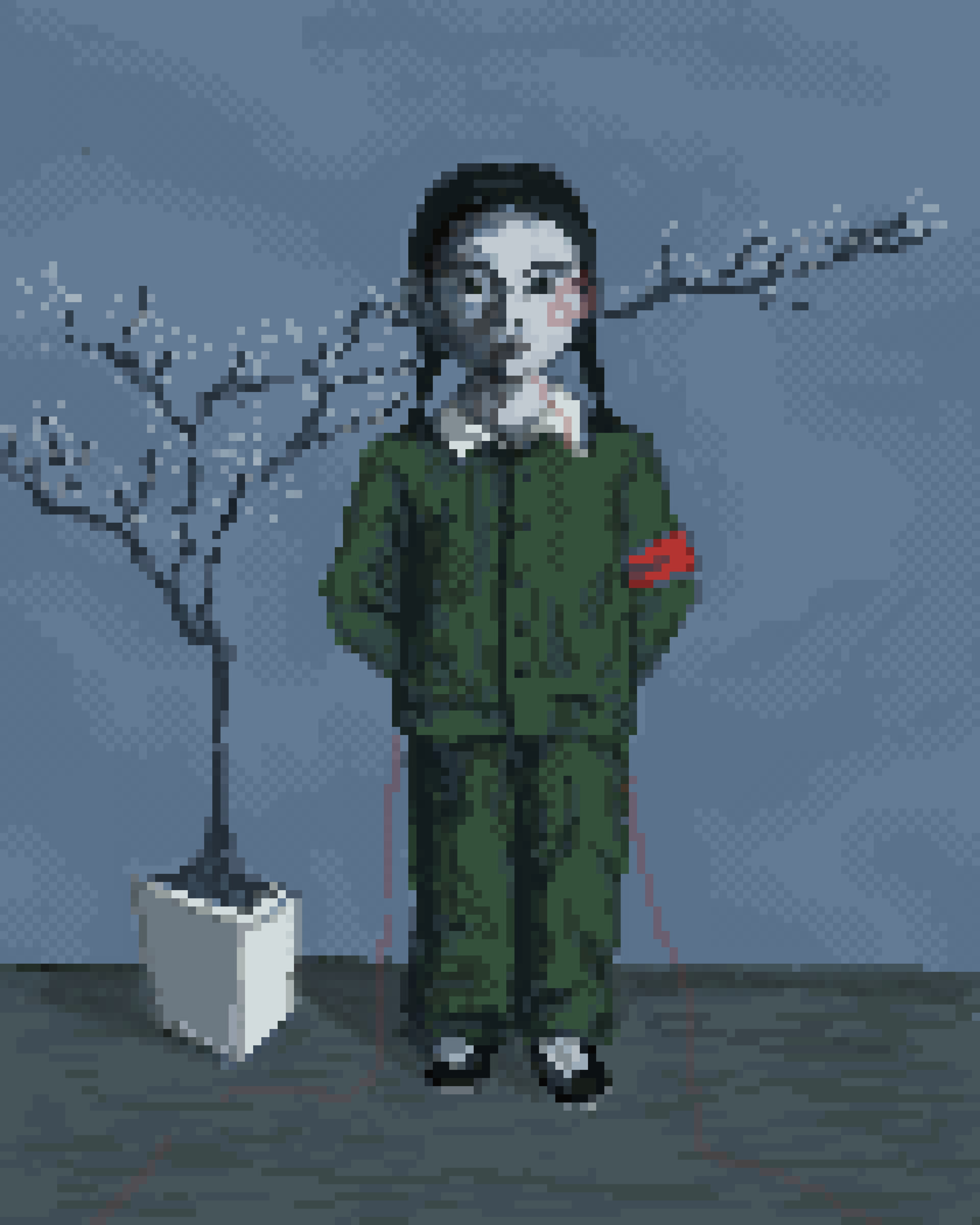 ArtStation - Girl & Tree Pixel Pastiche - Original Zhang Xiaogang