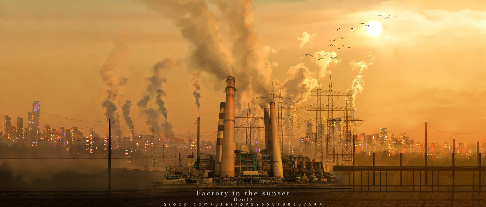 ArtStation - Factory in the sunset