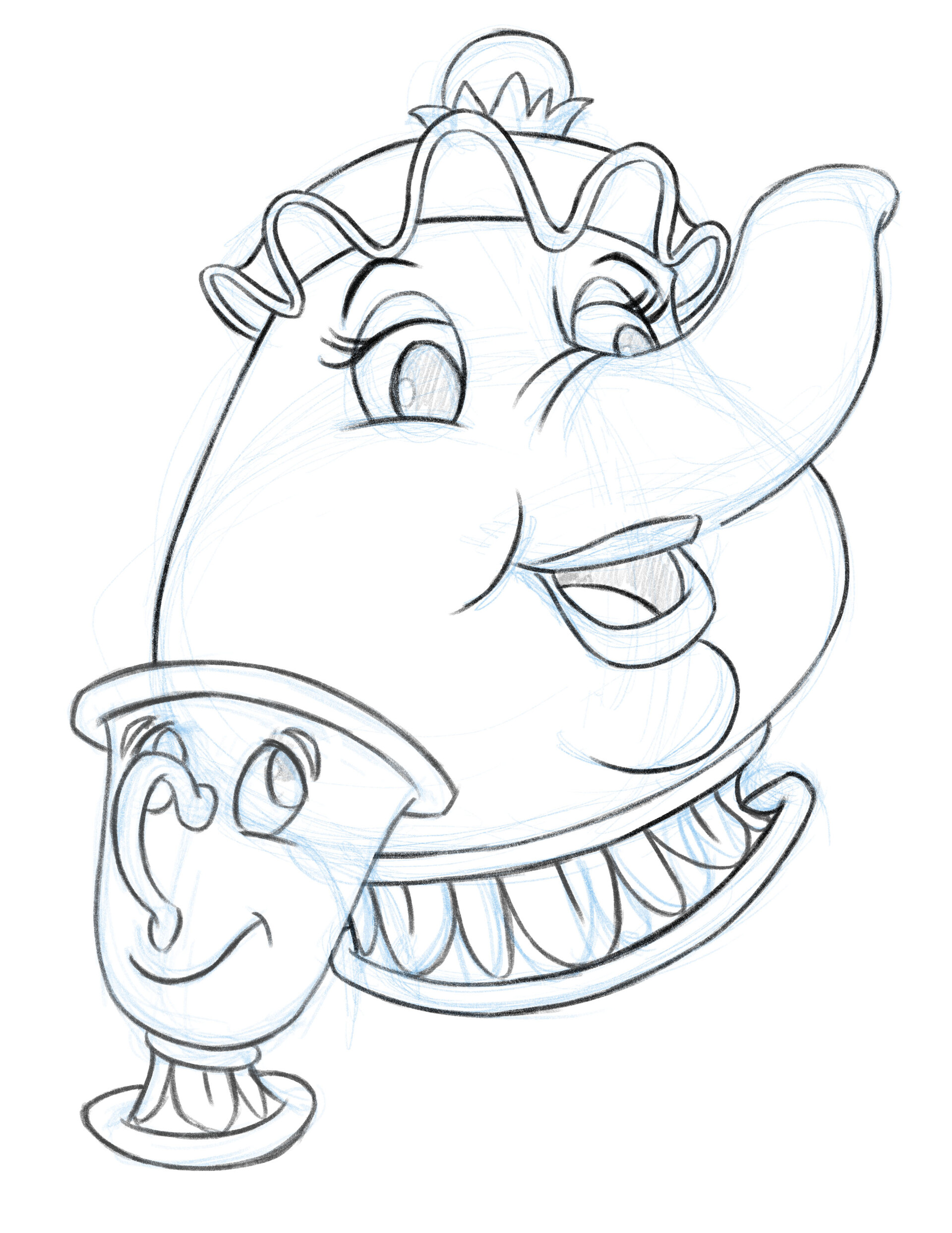 chip beauty and the beast coloring page