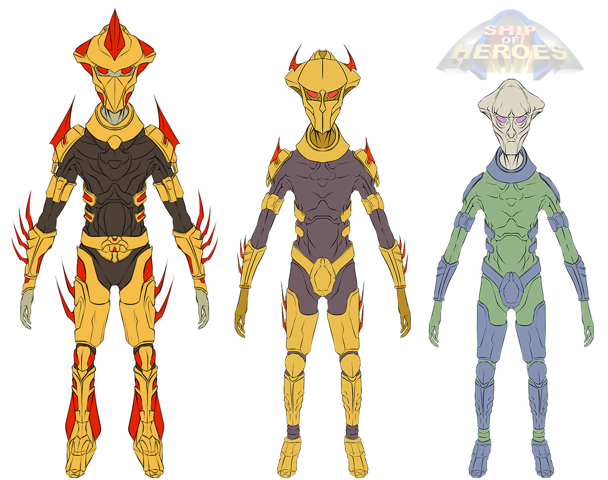 ArtStation - Ship of Heroes Alien Armor Concepts