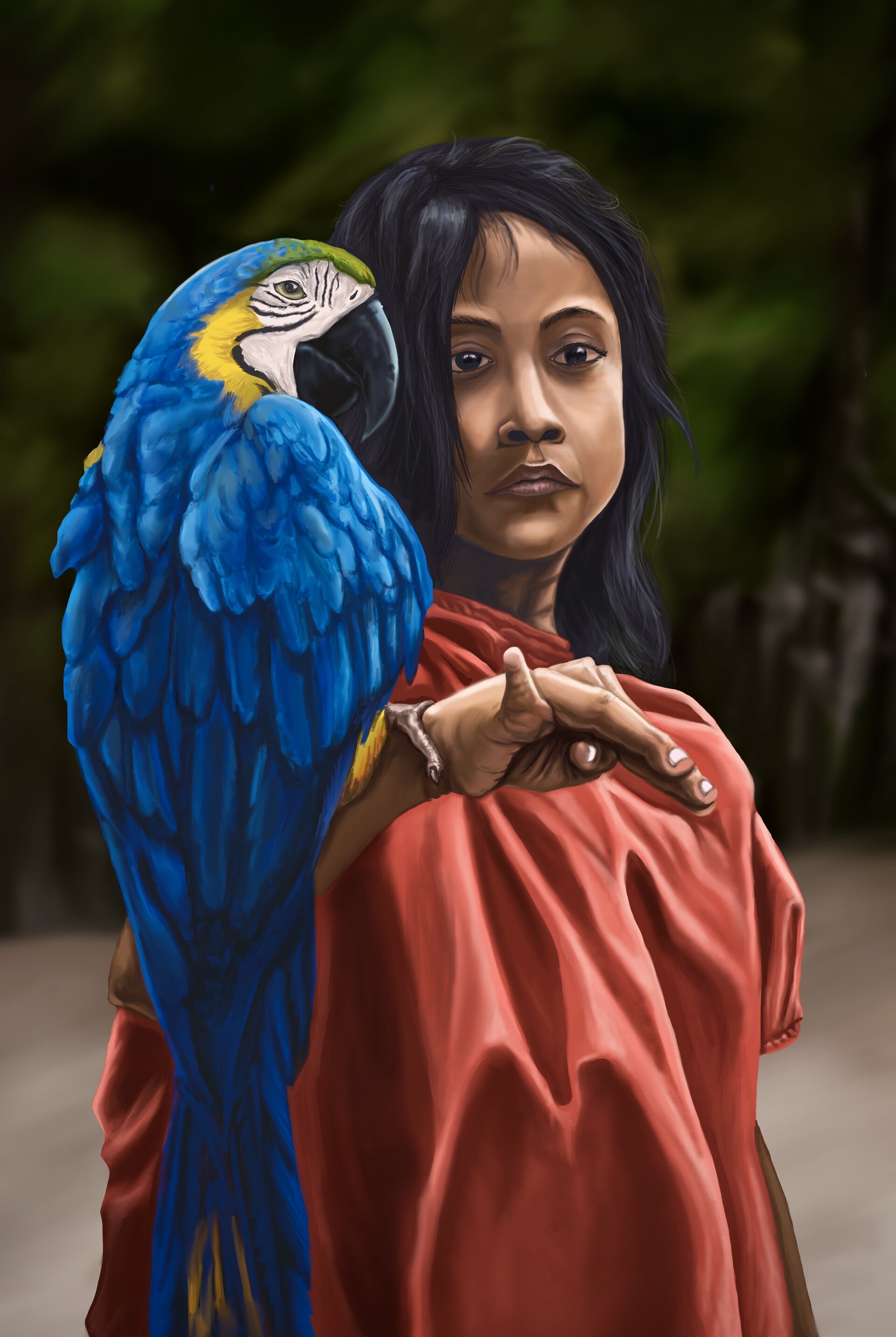 ArtStation - Girl and Parrot