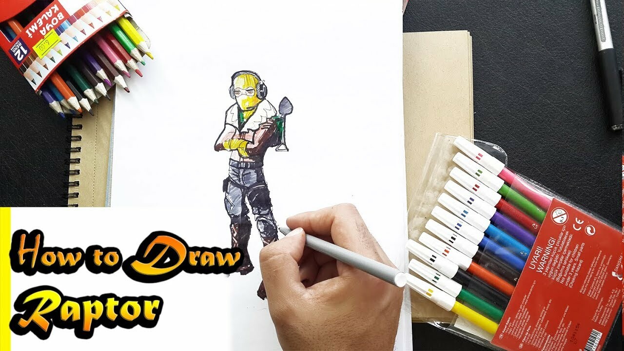 how to draw fortnite raptor