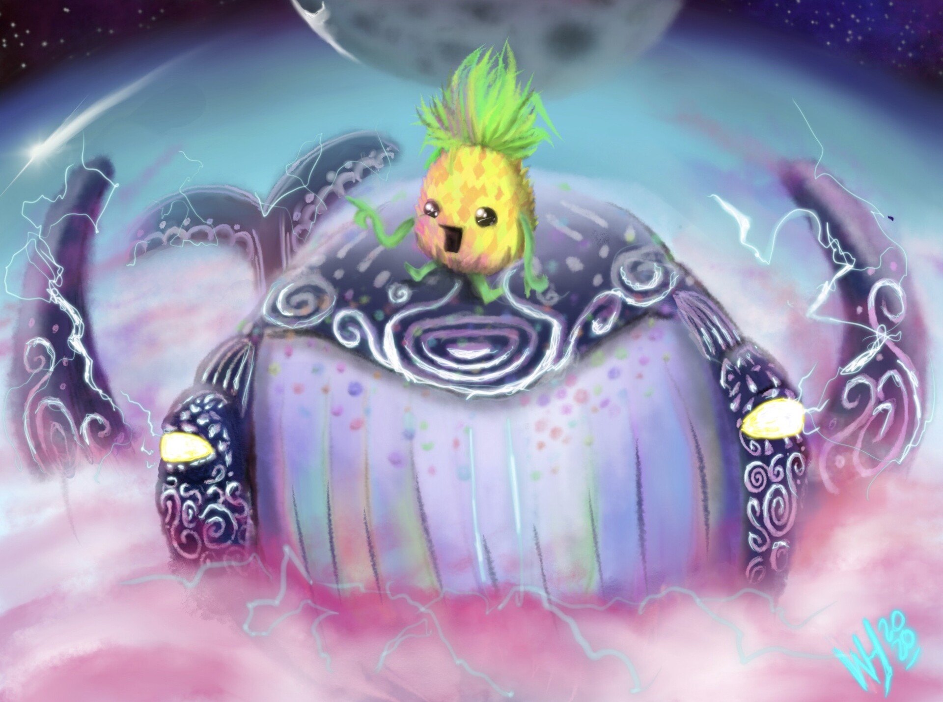 ArtStation - is the moon throwing stars at us?