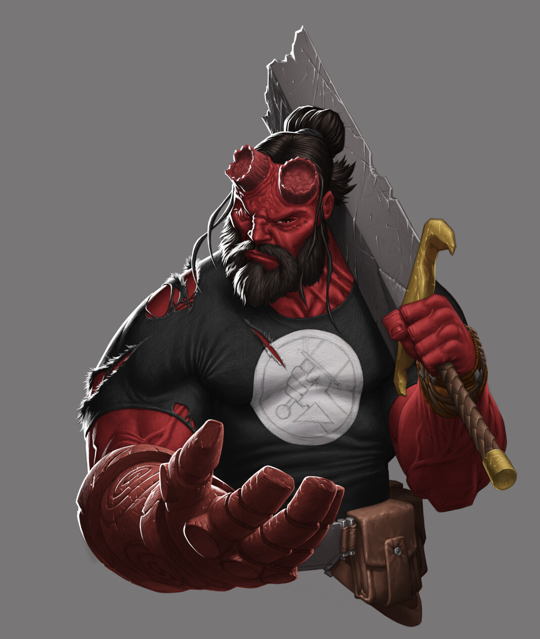 ArtStation - Hellboy grows a beard.