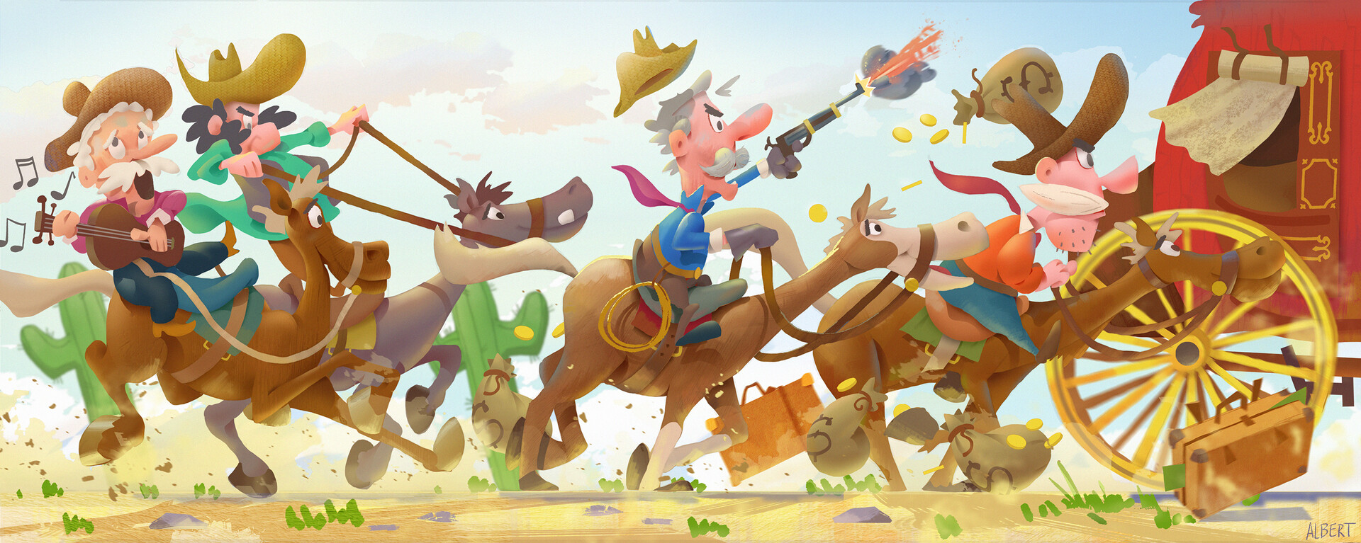 ArtStation - Stagecoach Robbery!