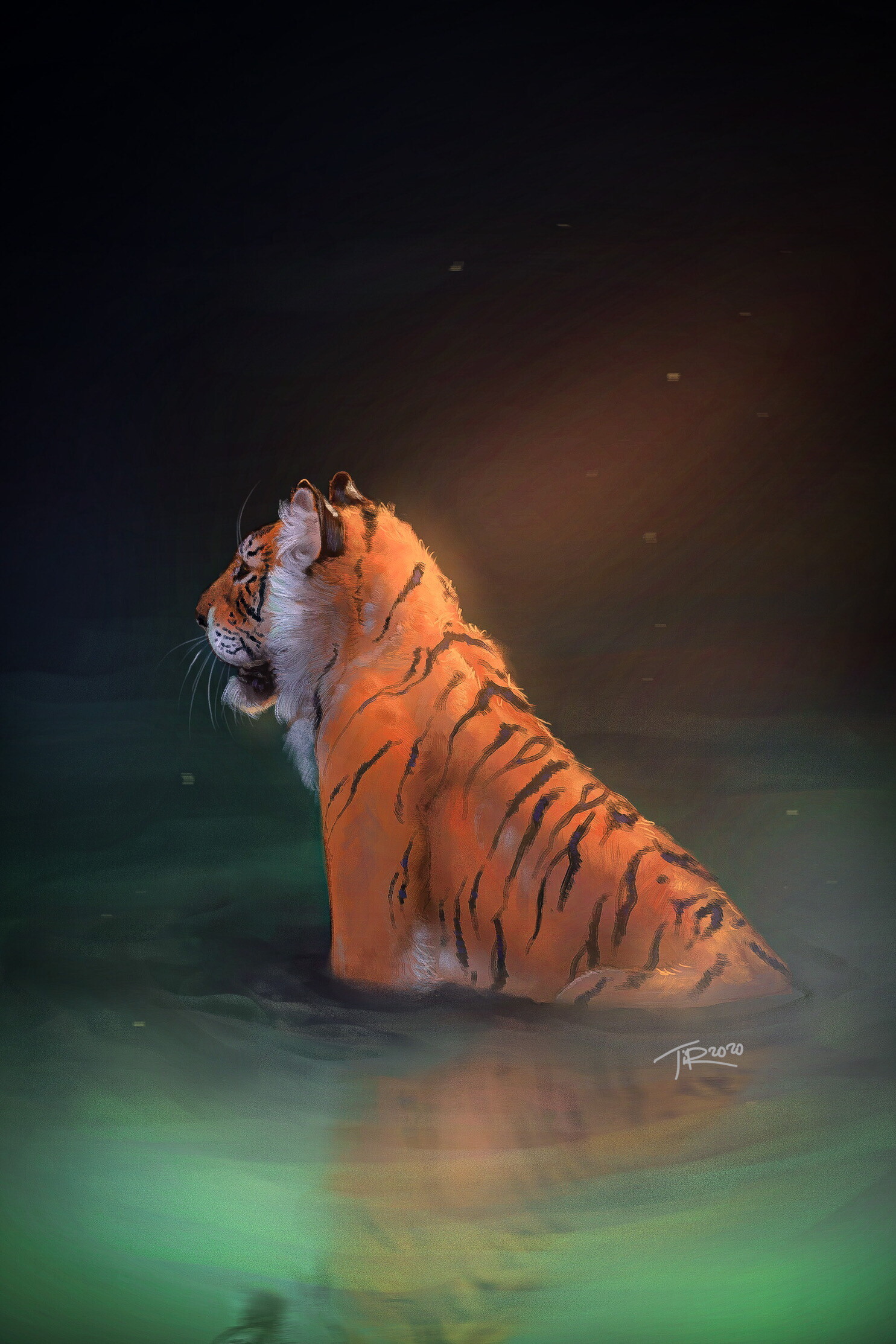 ArtStation - Tiger in the Water
