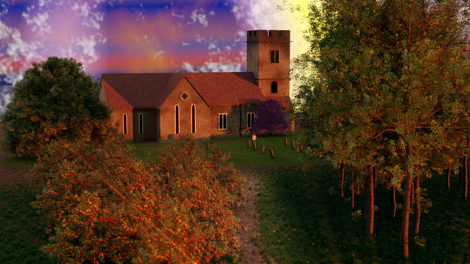 ArtStation - Early morning mourner at Teynham Church