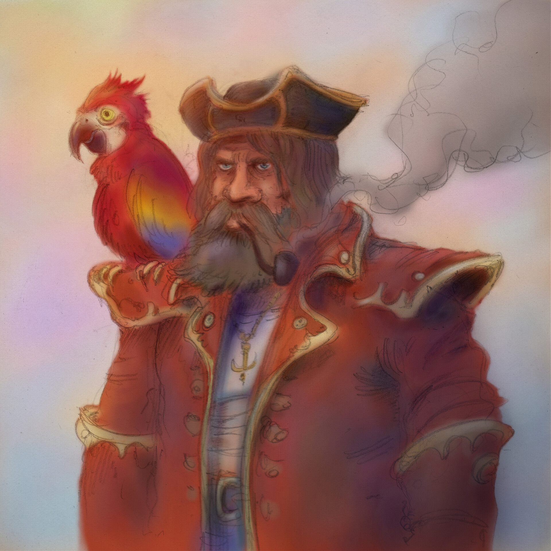 ArtStation - Pirate and his loyal parrot