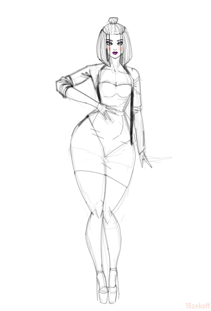 how to draw a tight dress