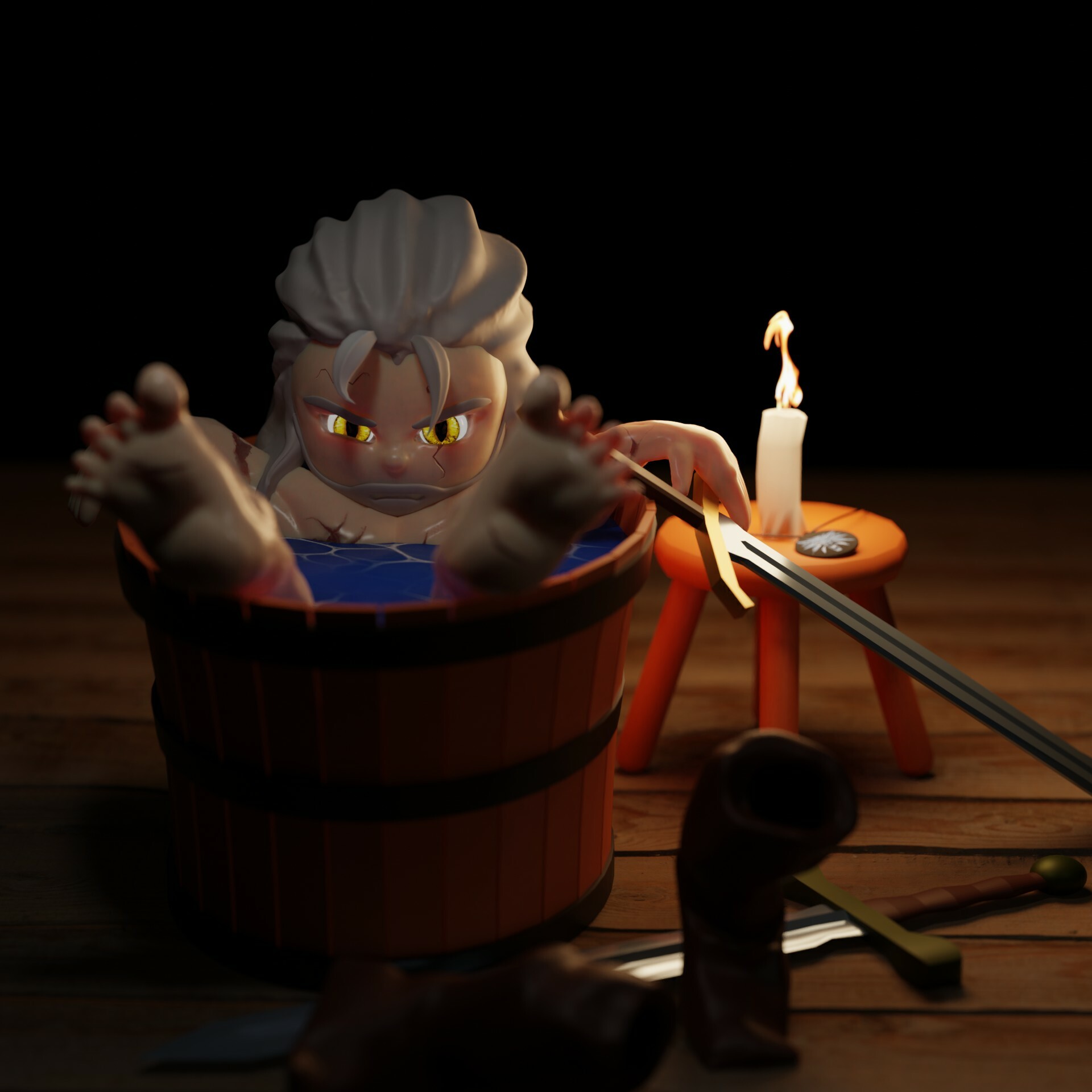 ArtStation - The Witcher in a bathtub