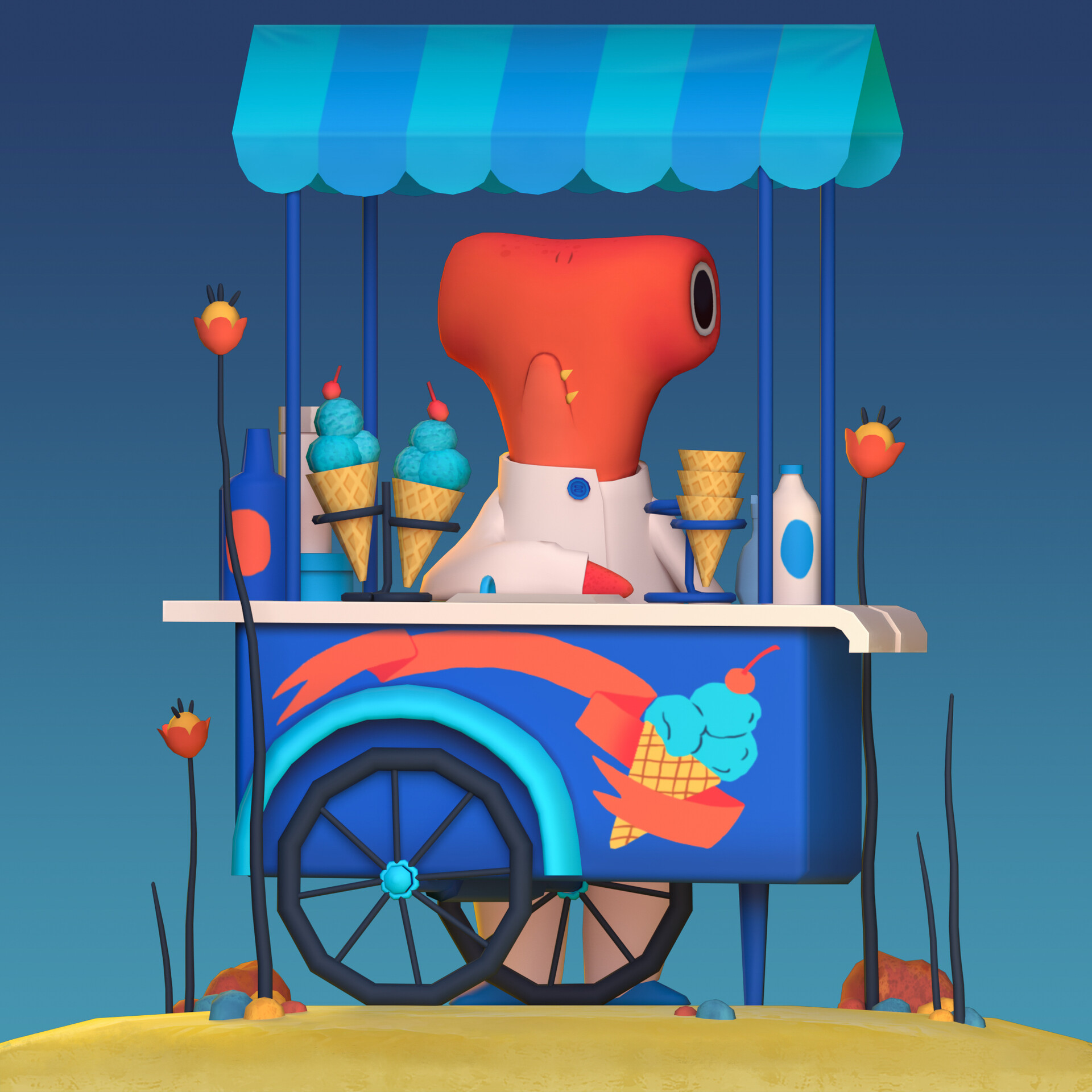 ArtStation - The hammerhead shark's ice cream cart (unfinished ...