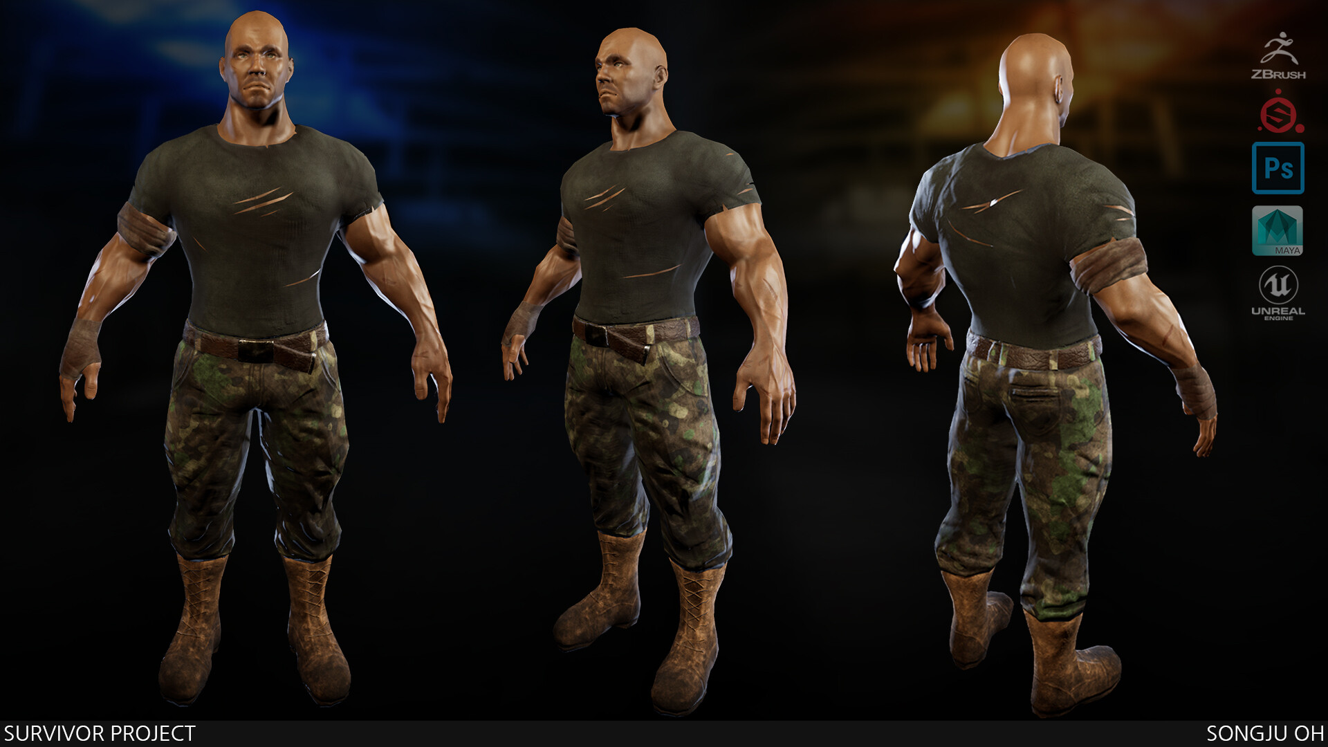 ArtStation - 3D Chracacter Modeling_Survivor Project