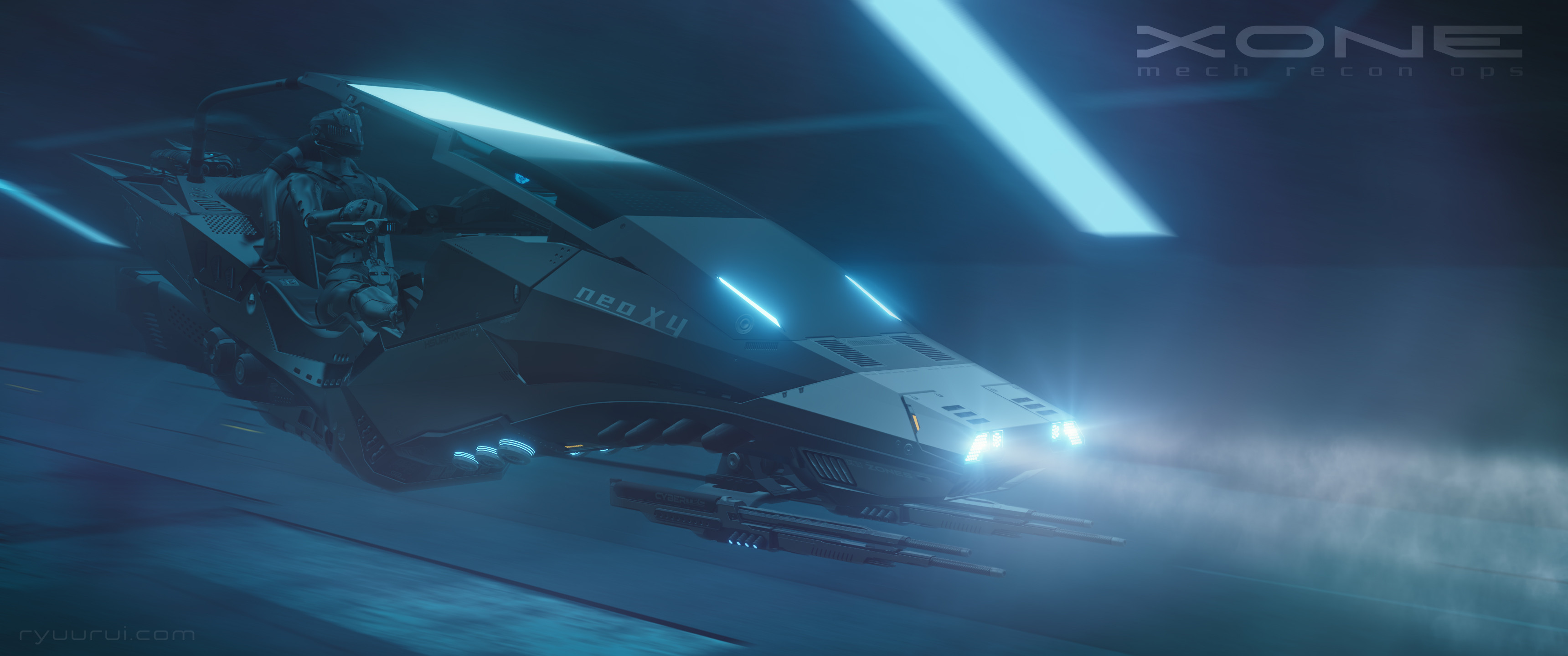 Ponte Ryuurui - XONE - sci-fi hover craft 3D concept art