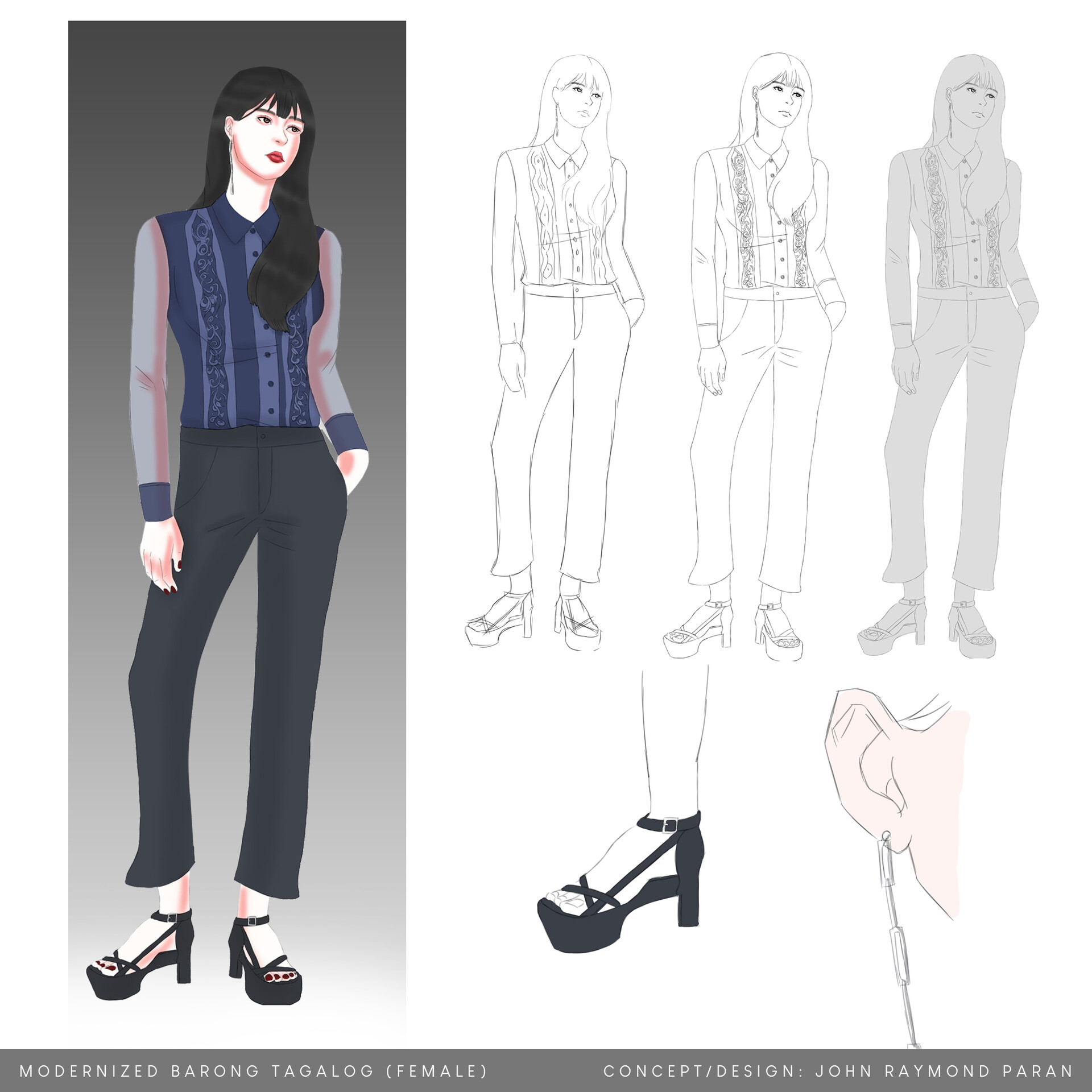 ArtStation - Modernized Barong Tagalog (Female)