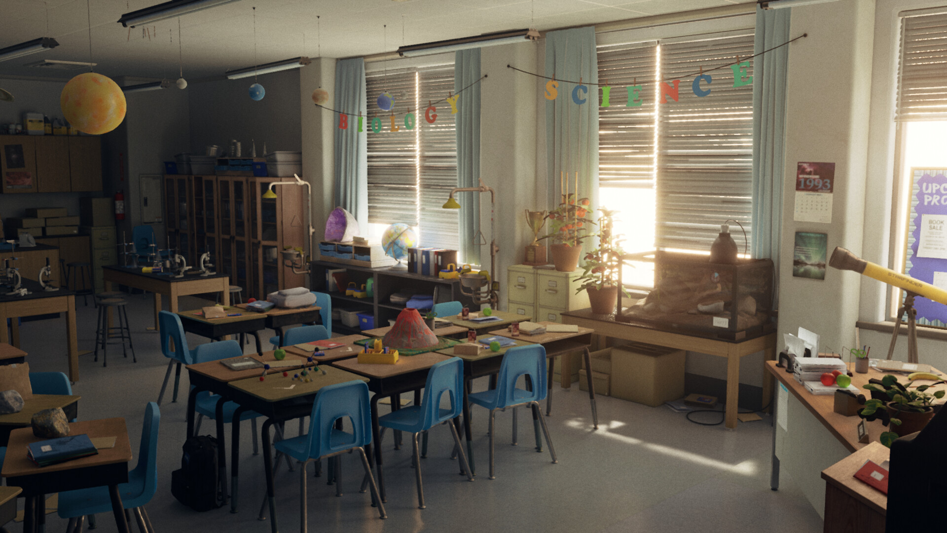 Dekogon Studios - 90's Highschool Science Classroom - Day Theme (UE4)