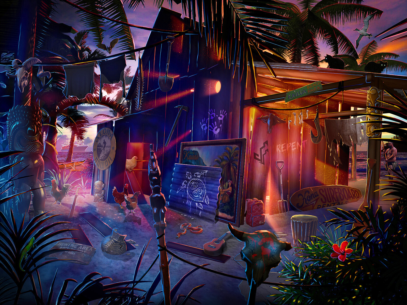 ArtStation - Hawaiian witch doctor hut