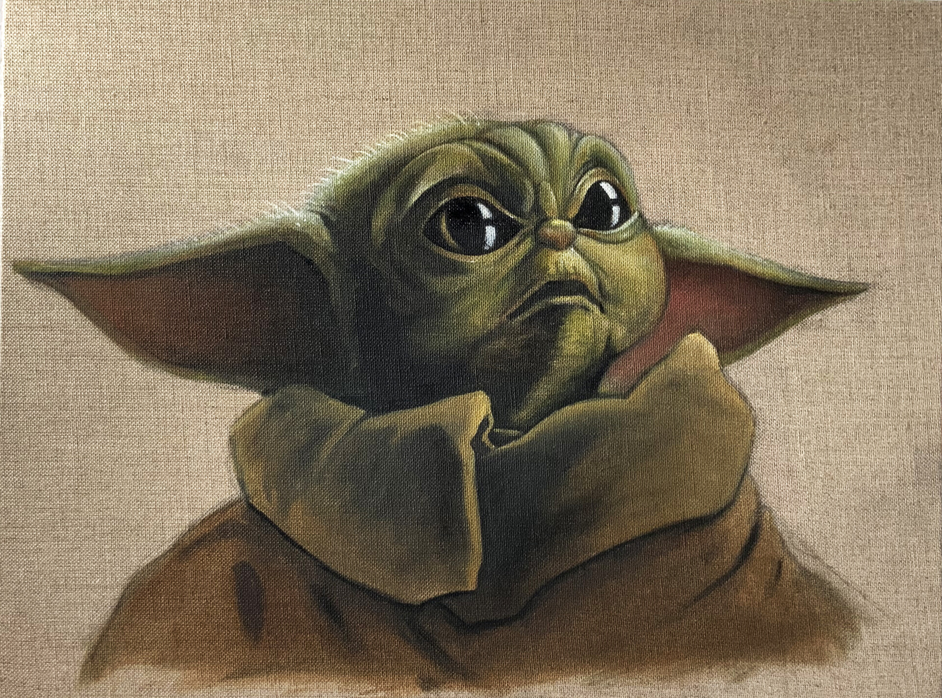 ArtStation - Baby Yoda - Oil painting