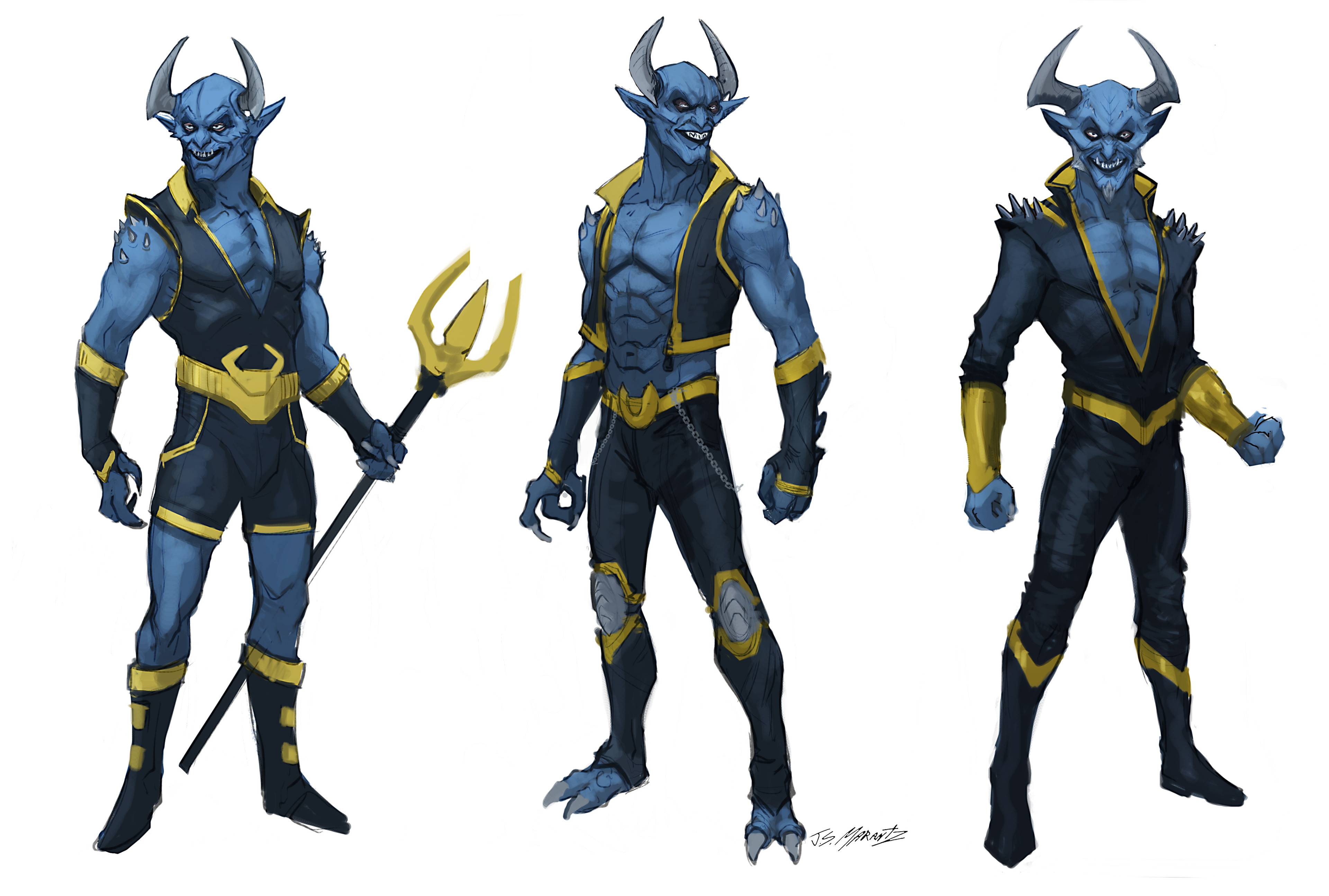 Jerad S. Marantz - BLUE DEVIL Design Sketches for Swampthing