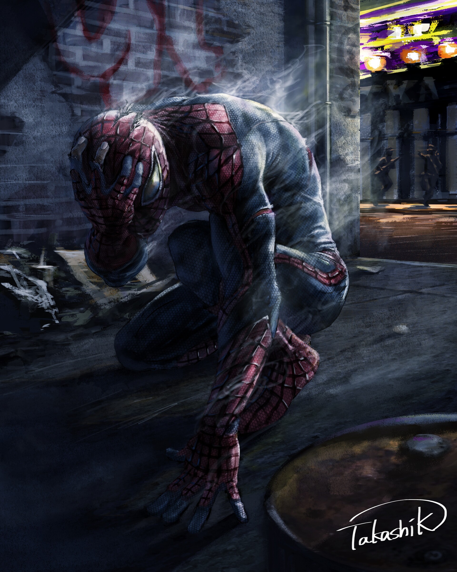 ArtStation - Spider-Man in the back alley