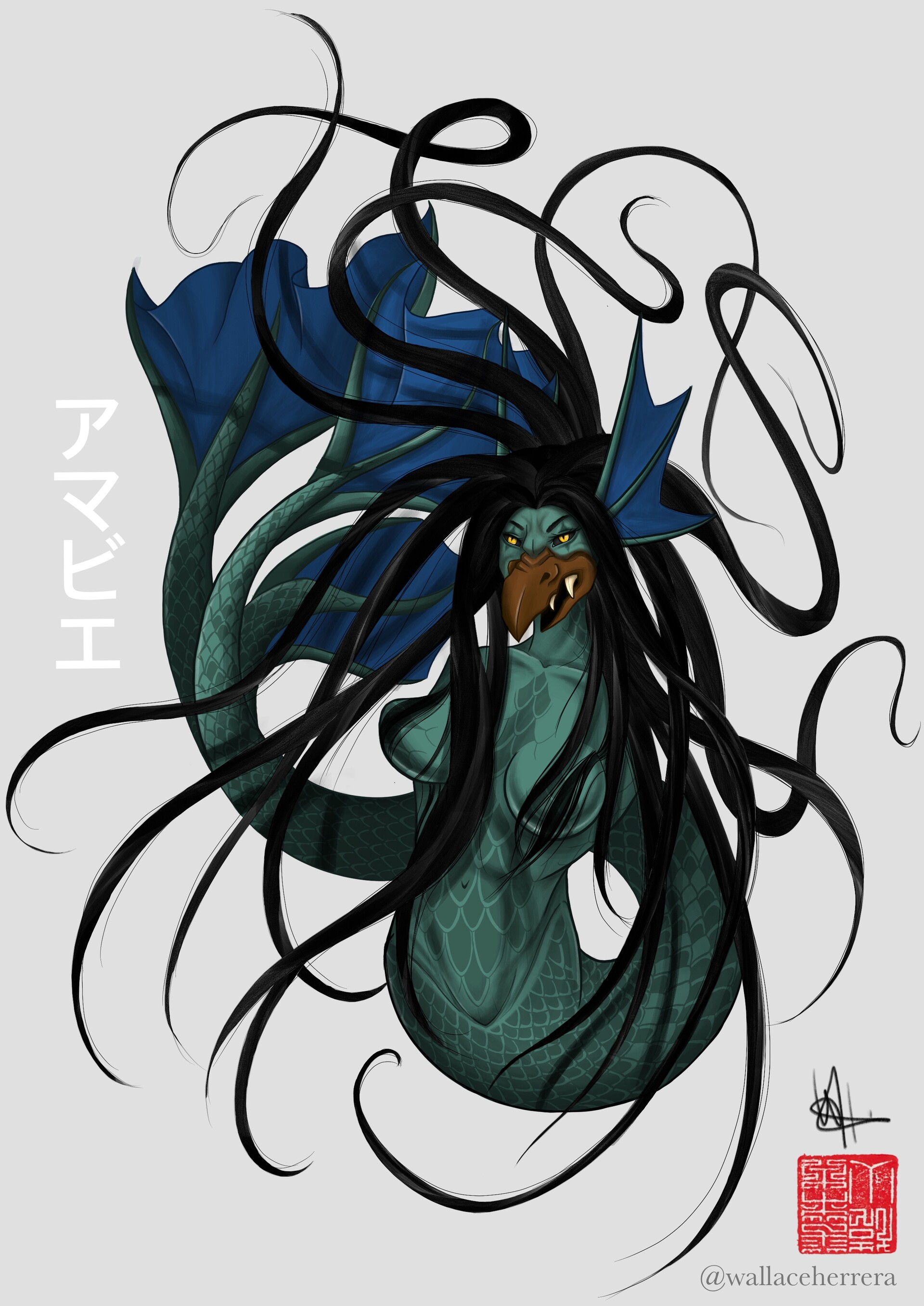 ArtStation - Amabie Yokai character design