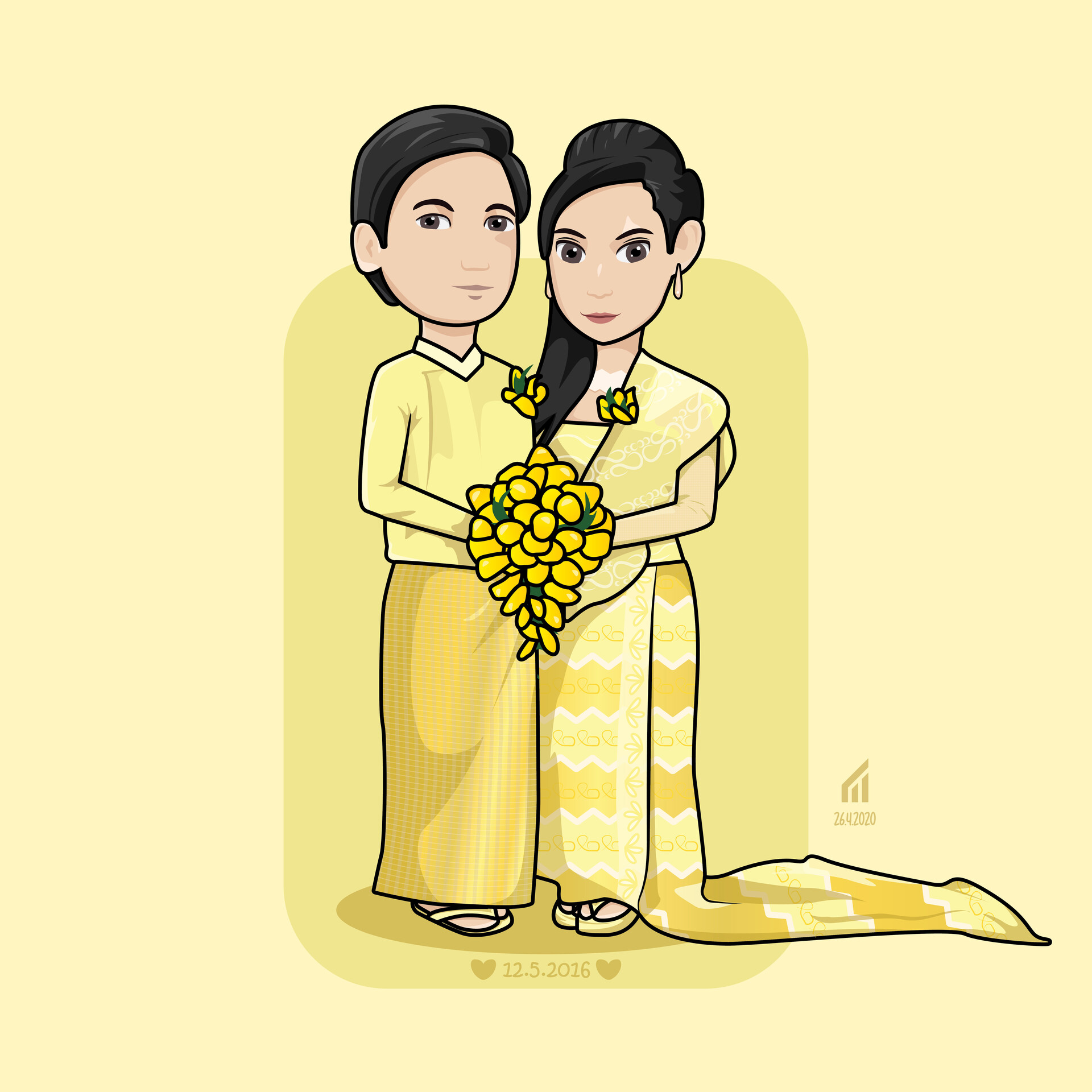 ArtStation - myanmar wedding Illustration
