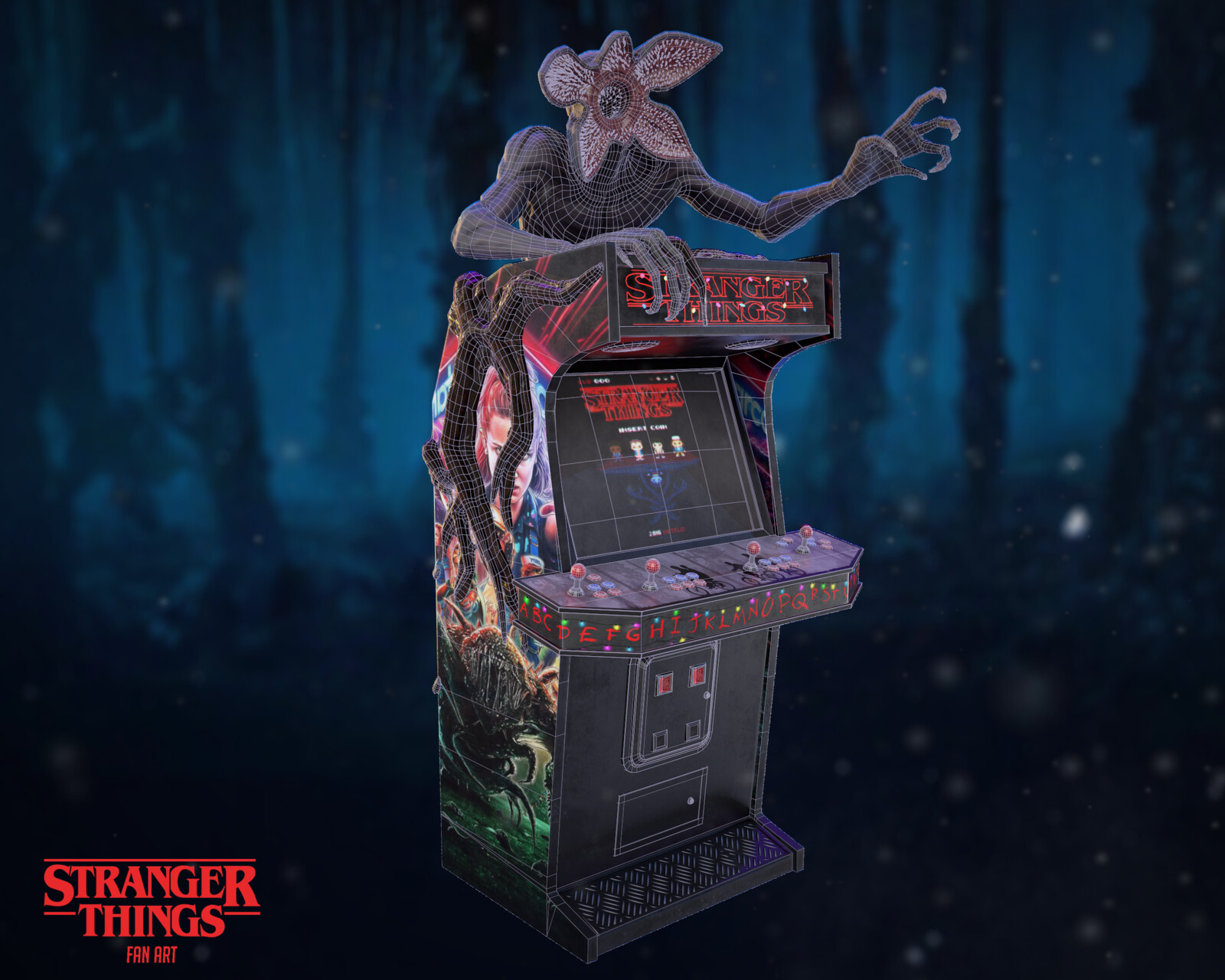 Manolo Lenzi - Stranger Things Fan Art (Demogorgon and Arcade)