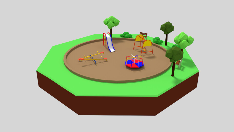 chroma 3D - Low Poly Cartoon Playground Scene