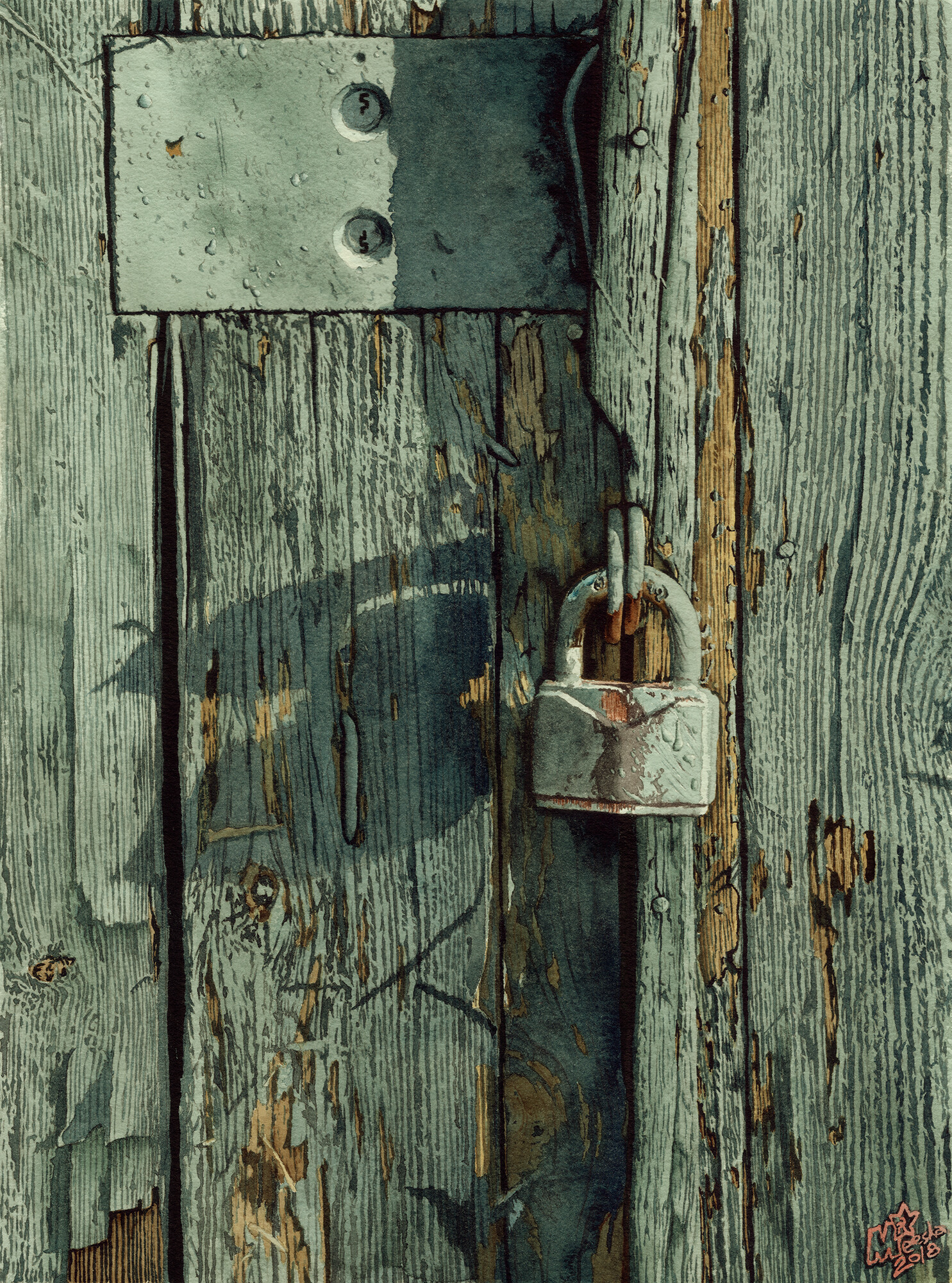 ArtStation - Lock. Watercolor on paper. 2018
