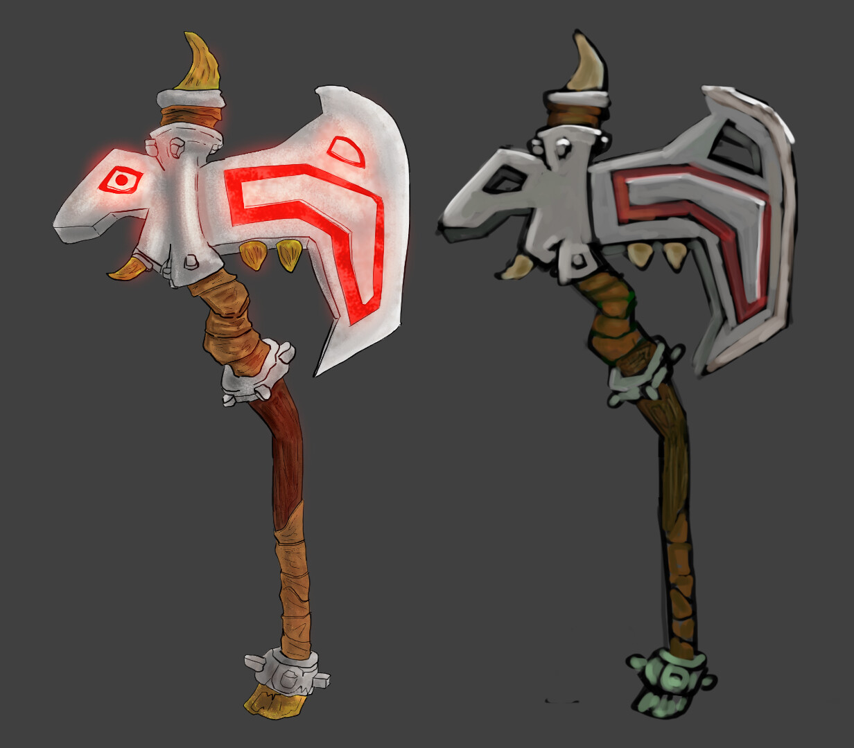 ArtStation - Axe Concept Art- Left:Final Right:Sketch