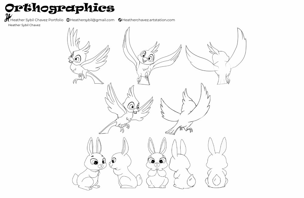 Heather Sybil Chavez Design - Orthographic character turn- Samples