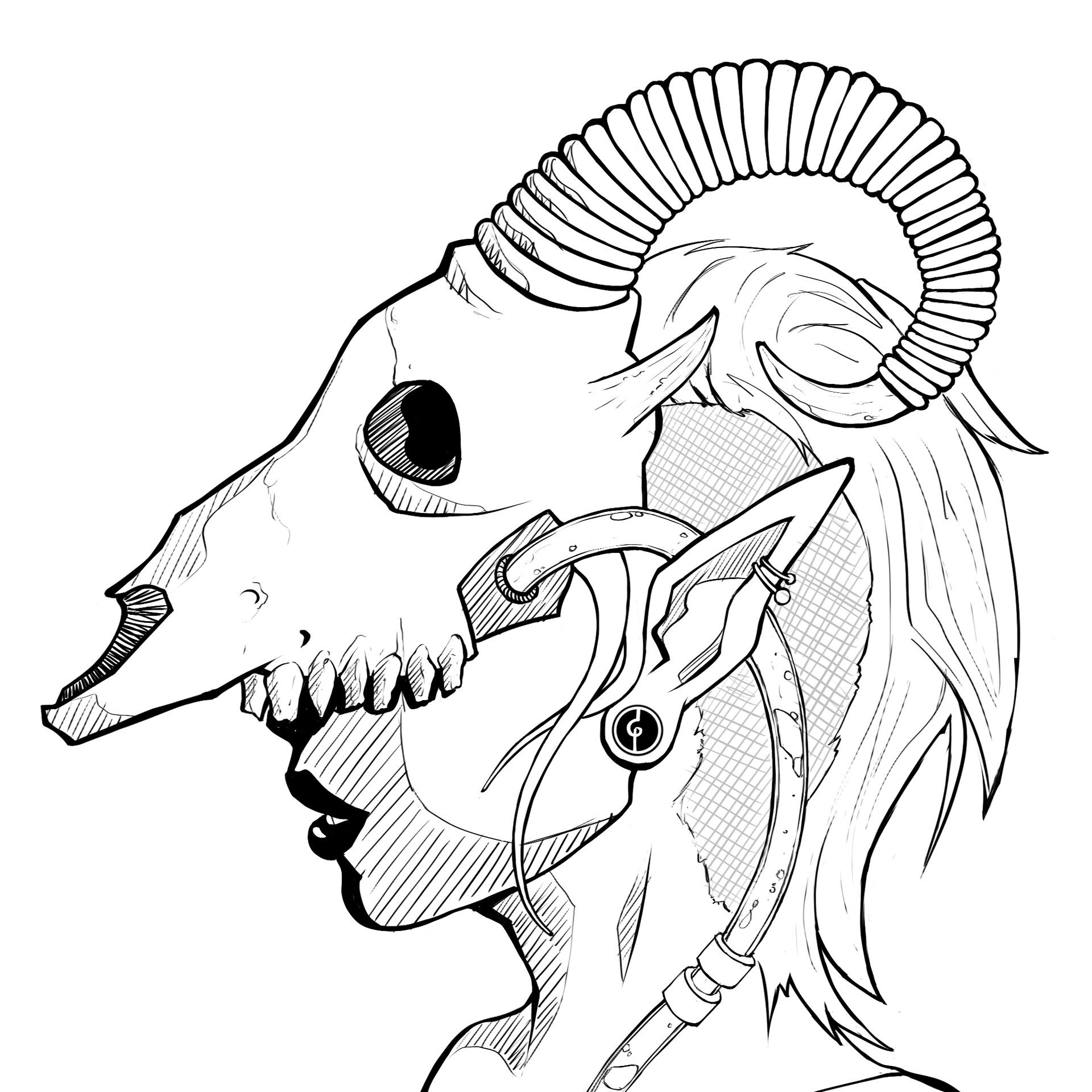 how to draw goat skull