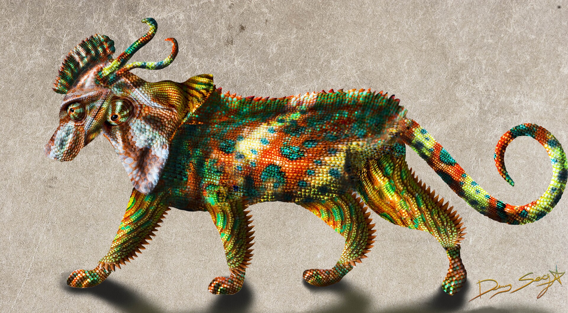 ArtStation - creature feline with reptile