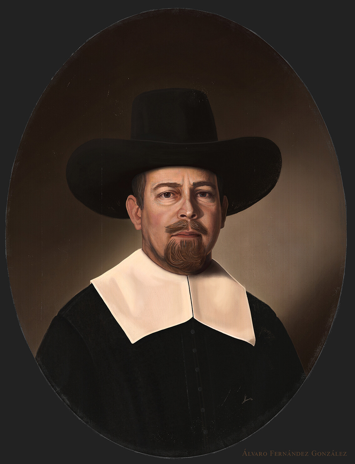 ArtStation - Portrait of a dutchman (17th century style). Tondo.