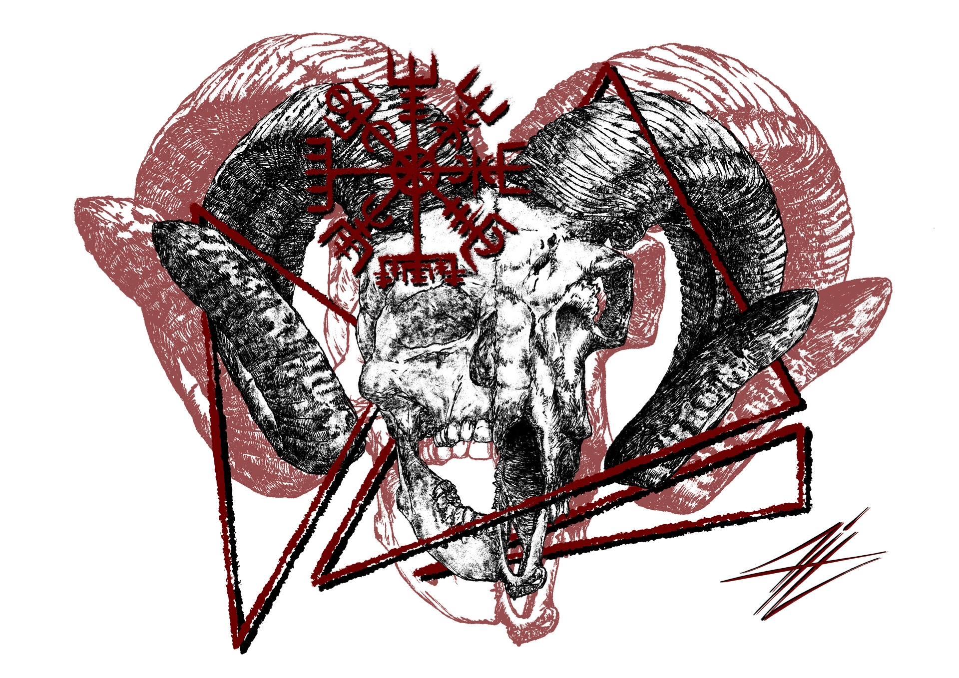 ArtStation - Dual human skull with ram