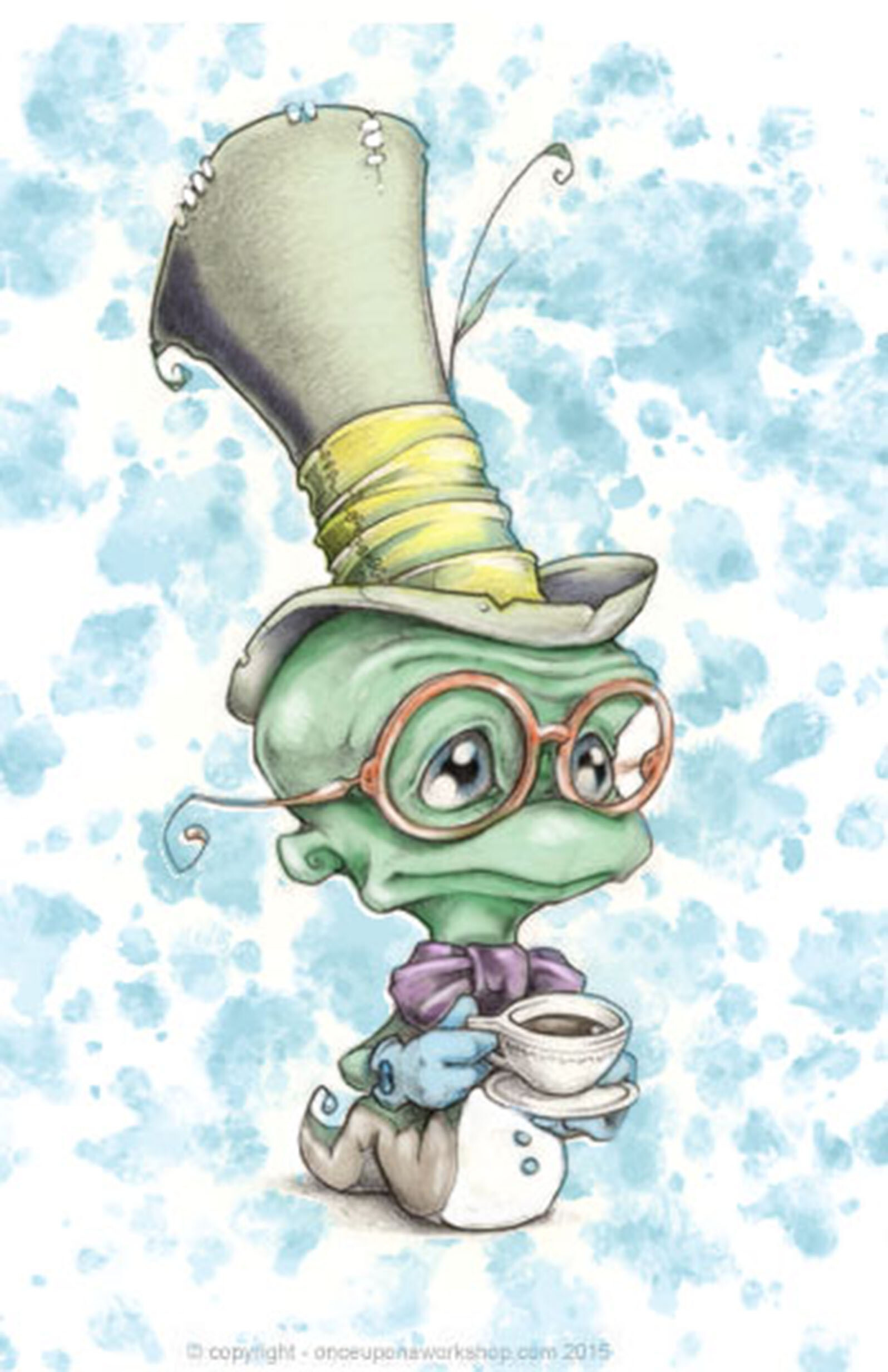 ArtStation - Little blue worm watercolour Practice. (not my artwork.)