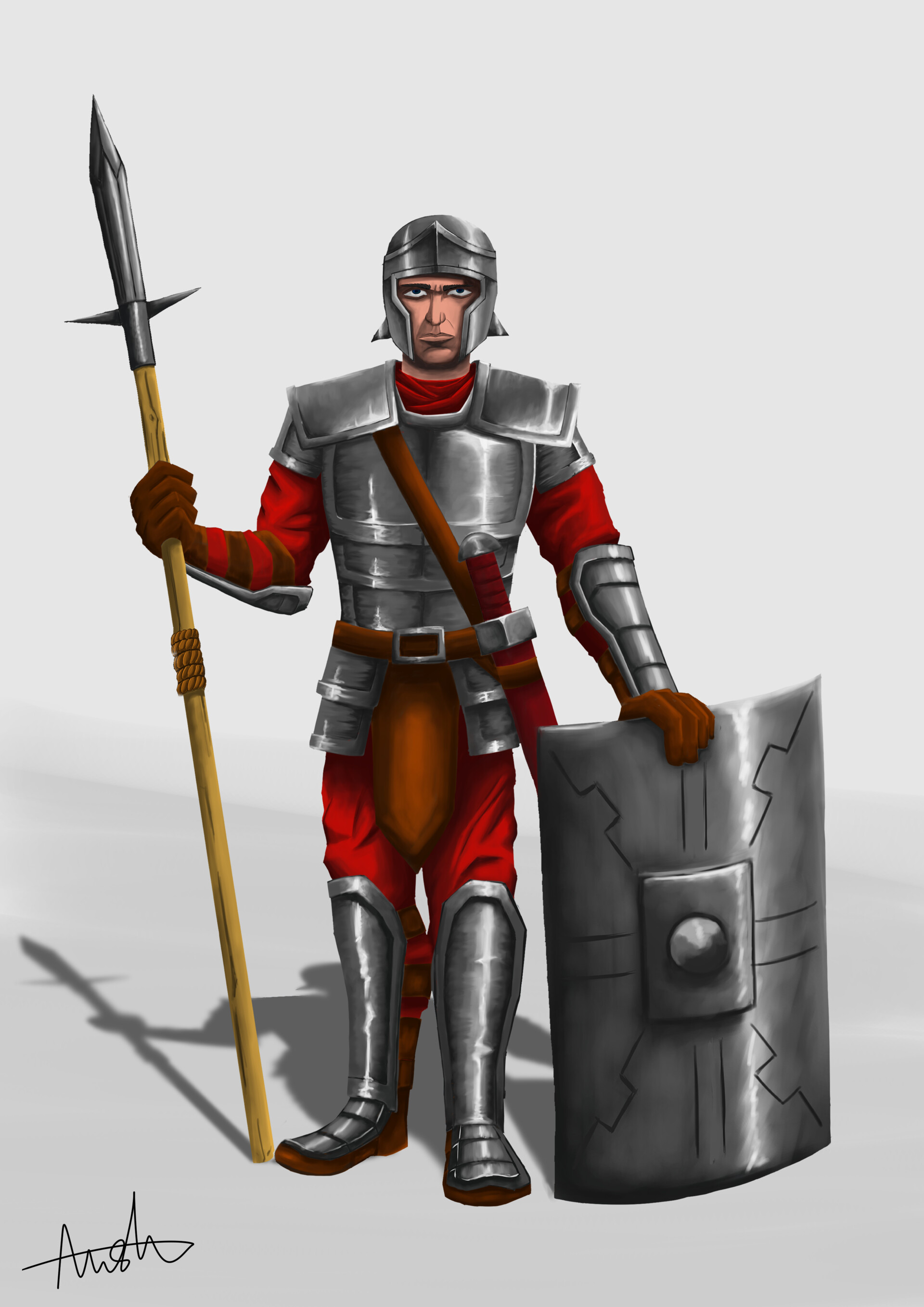 ArtStation - Medieval infantry man with Roman style amor