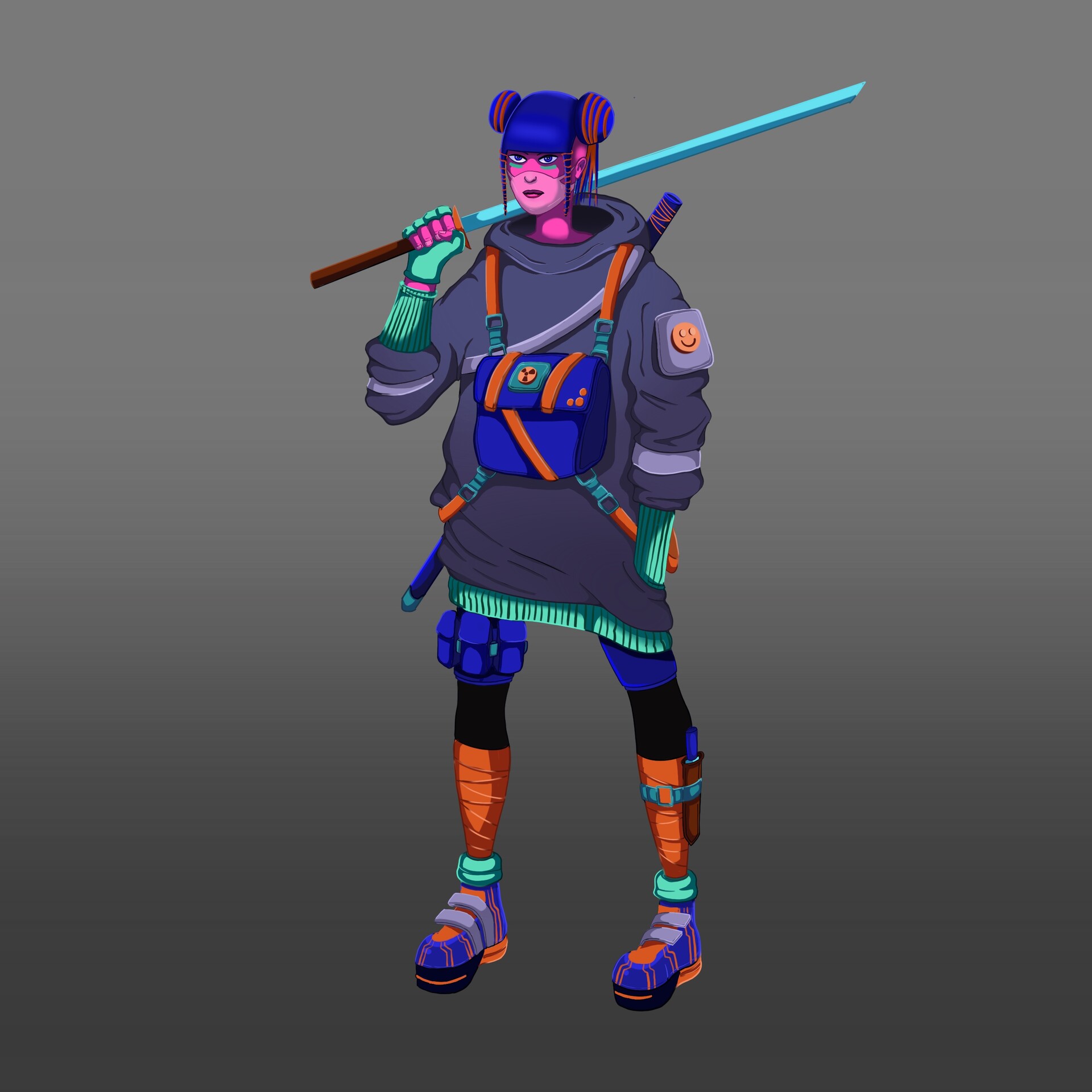 ArtStation - Neo cyber retro punk girl 1