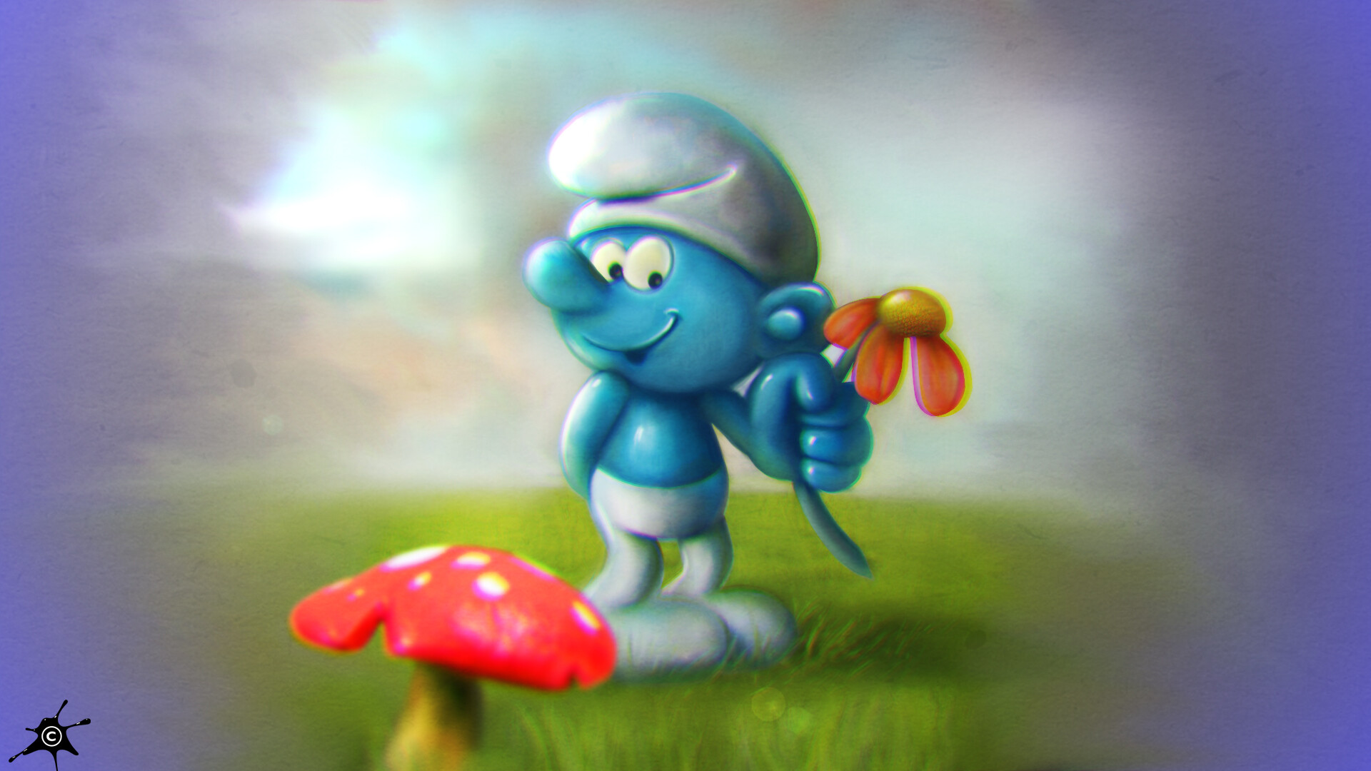 ArtStation - smurf with a flower