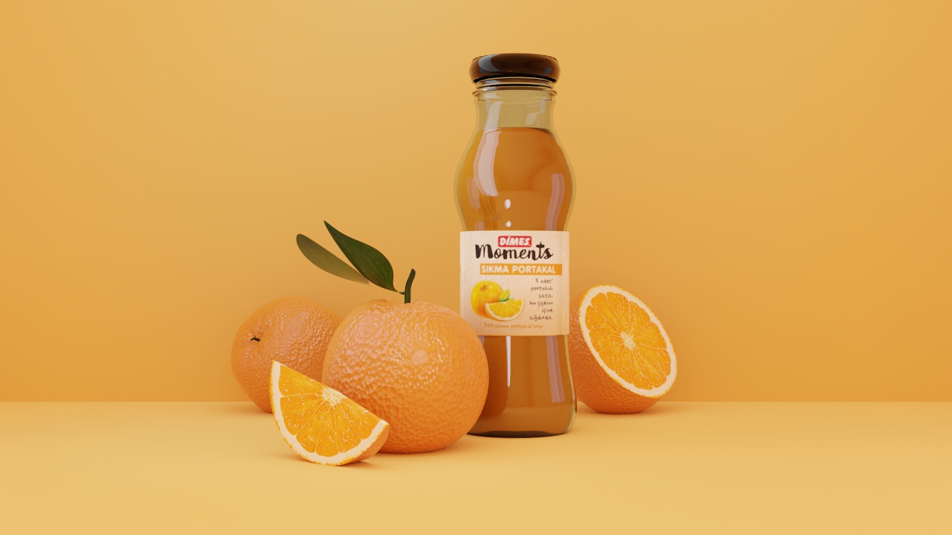 ArtStation - 3D Dimes glass bottle and orange modelling