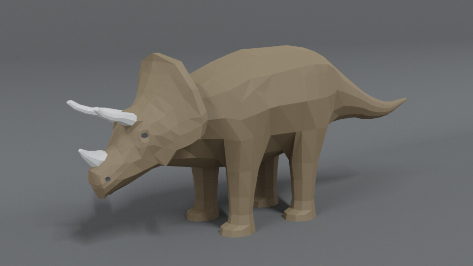 chroma 3D - Low Poly Cartoon Triceratops Dinosaur