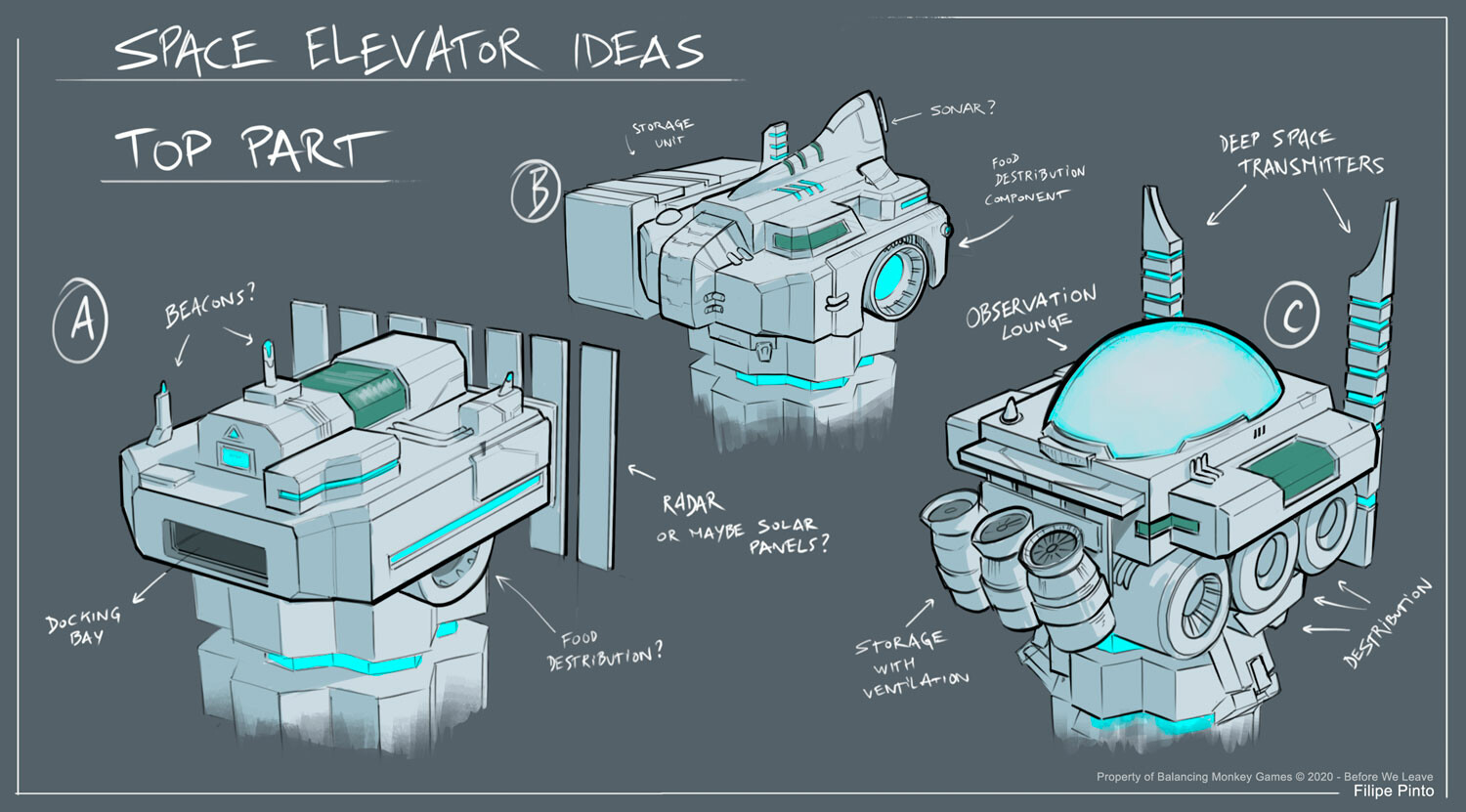 Filipe Pinto - Before We Leave - Game Concept Art - Space Elevator