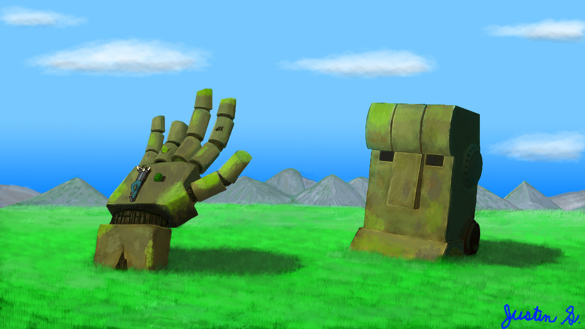 ArtStation - Relaxing on a Giant Hand 2020 2D / 3D Remake