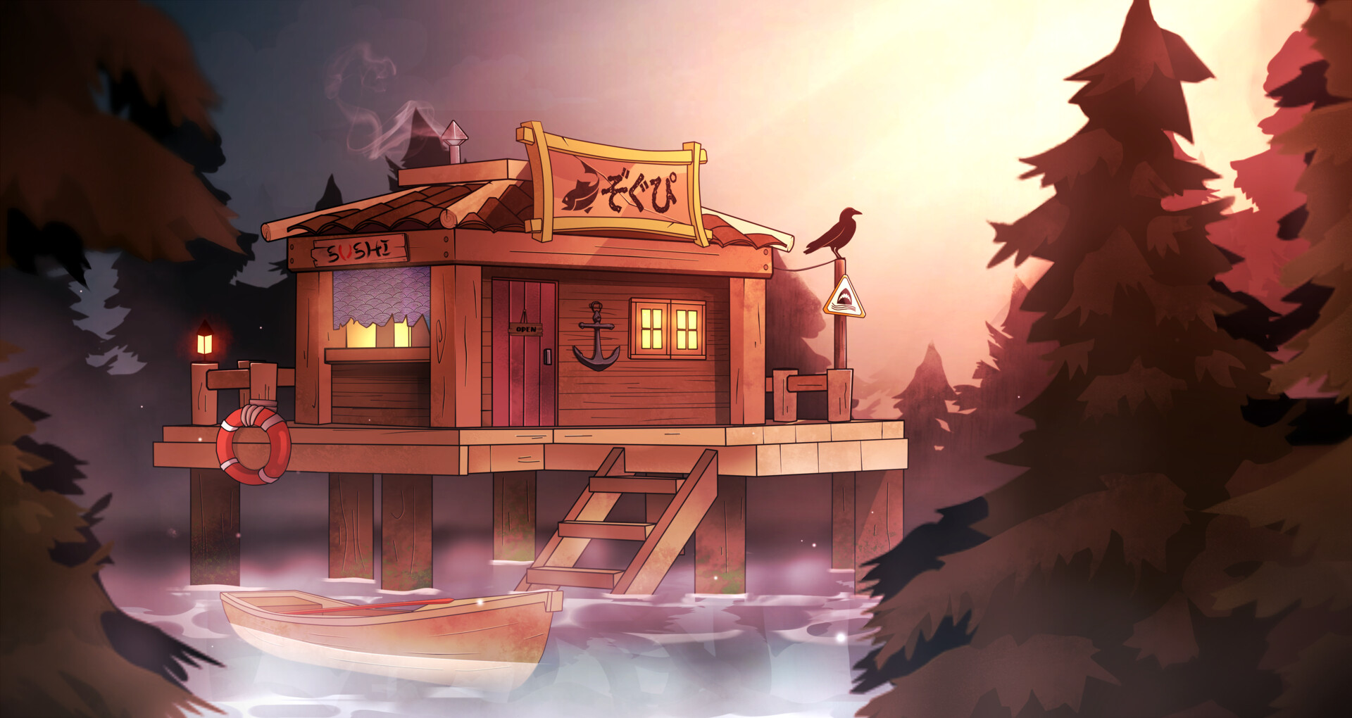 ArtStation - Sushi House in the Lake