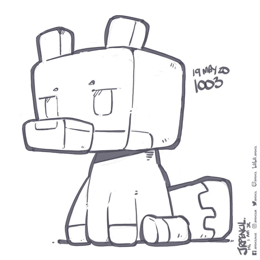 how to draw minecraft fox