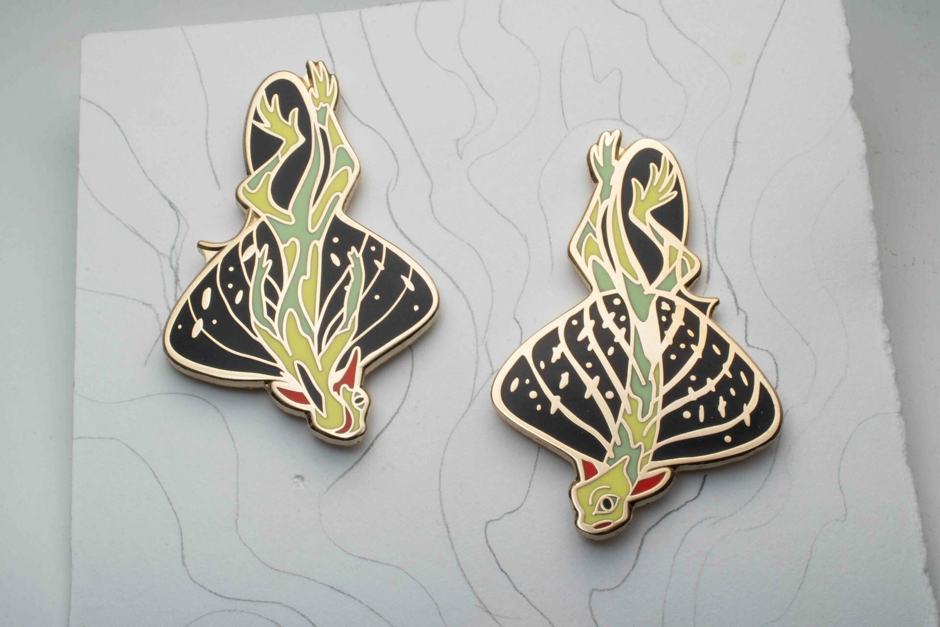 Kenneth Chin - Draco Lizard Enamel Pins