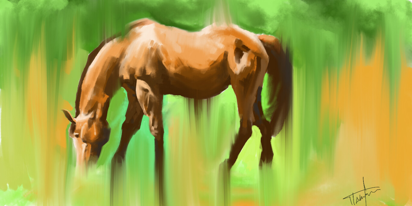 ArtStation - horse in the grass