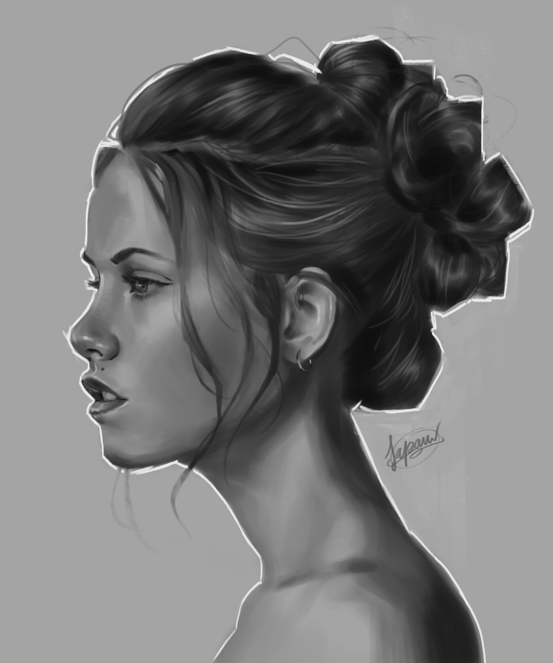 Grayscale Portrait Drawings