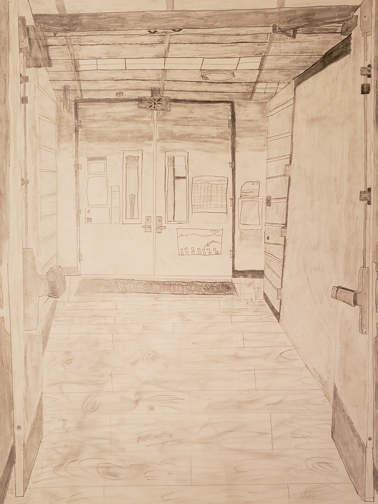 ArtStation - Hallway Drawing Sketch